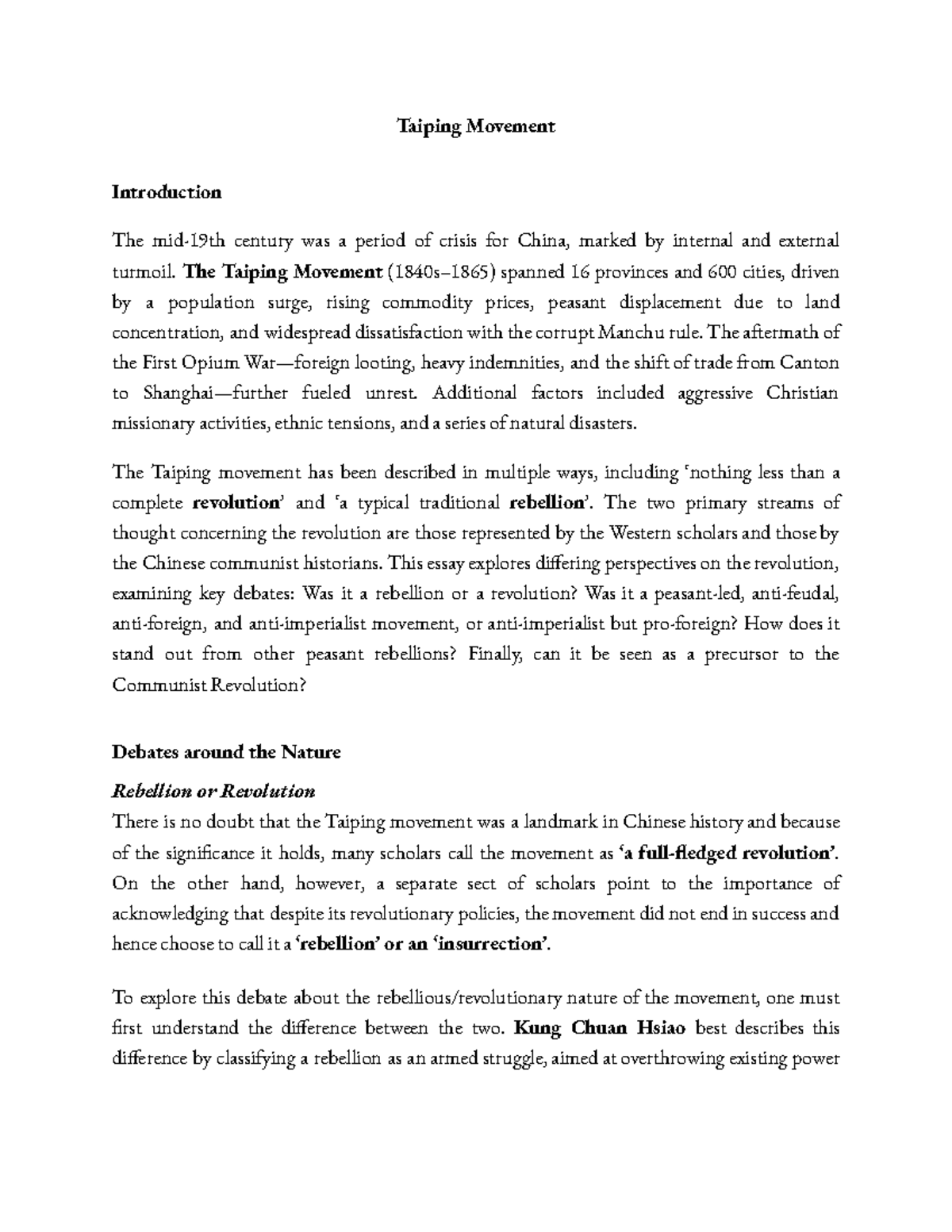 Taiping Rebellion (2) - Comprehensive Notes on Historical Perspectives ...
