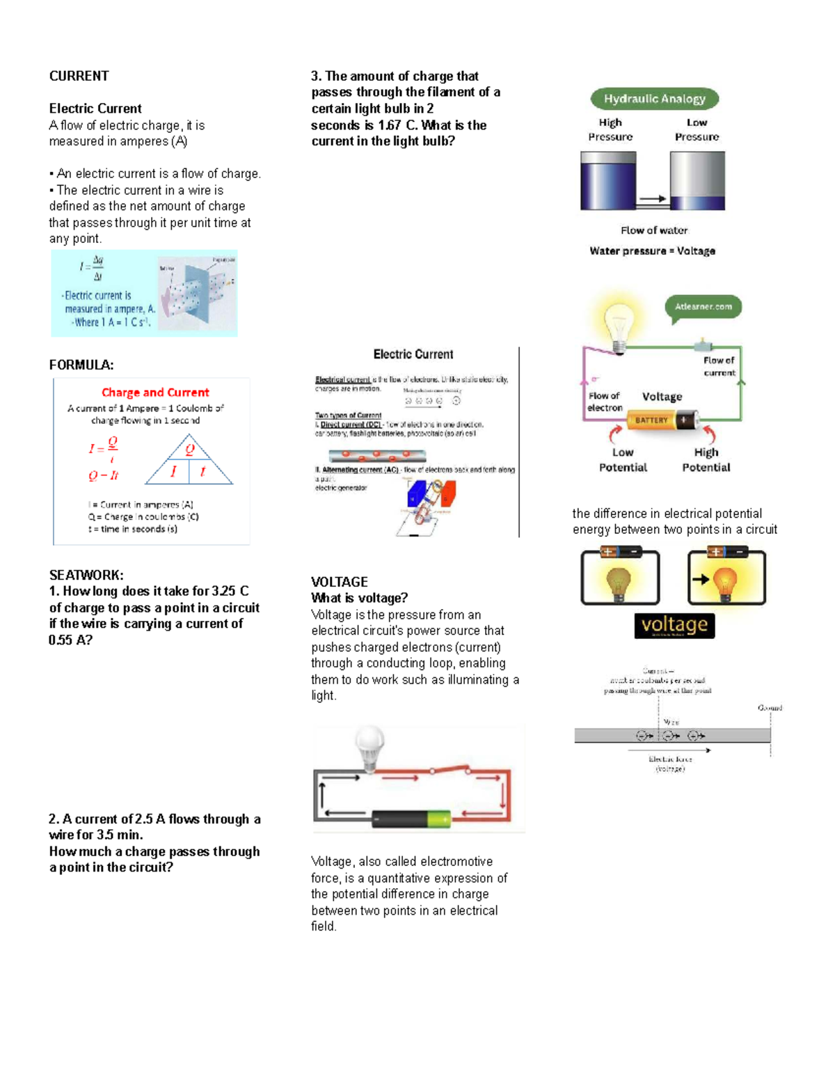 Physics - Lecture Notes on Electric Current & Resistance (GEN PHY ...