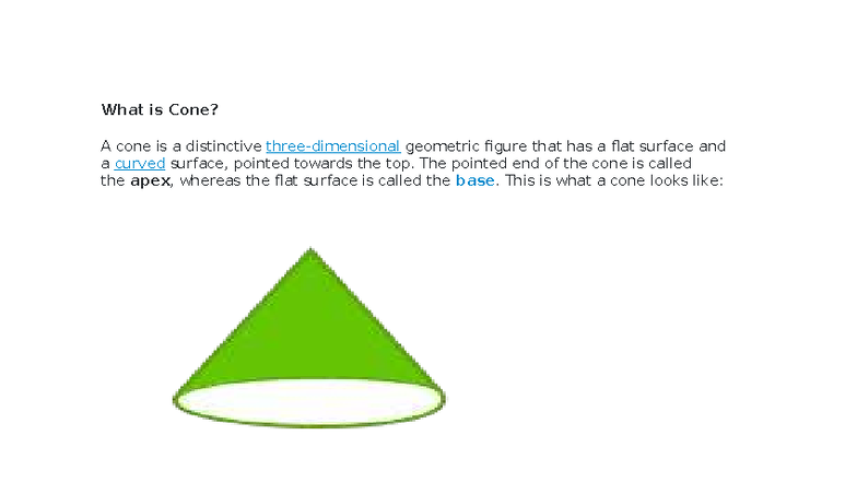 Cone Properties and Types - Math Overview - Studocu
