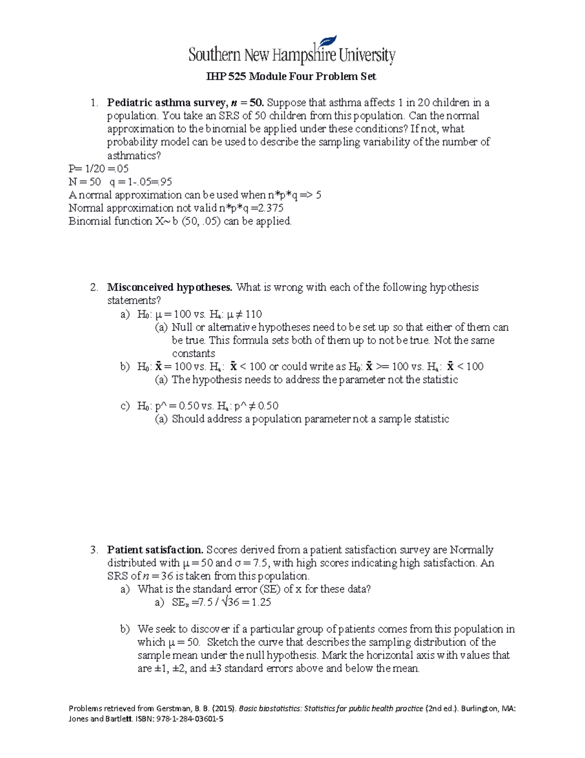 IHP 525 Week4 sheet - n/a - IHP 525 Module Four Problem Set Pediatric ...