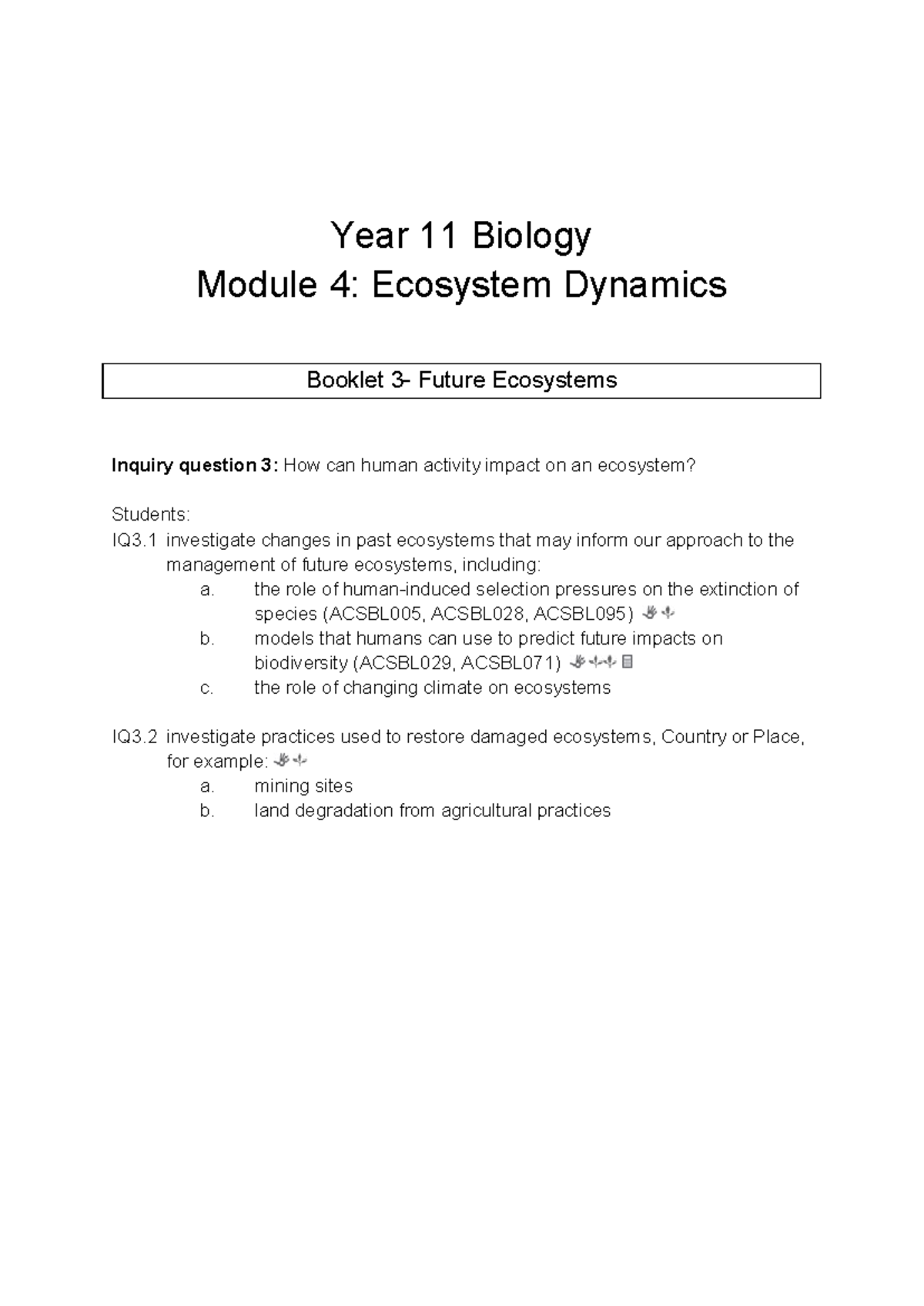 Yr 11 Biology Module 4: Ecosystem Dynamics Past Paper 2024 - Studocu