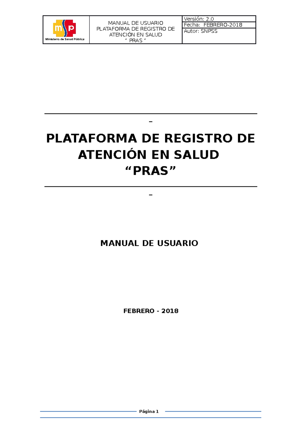 Manual de Usuario PRAS - Plataforma de Registro de Atención en Salud ...