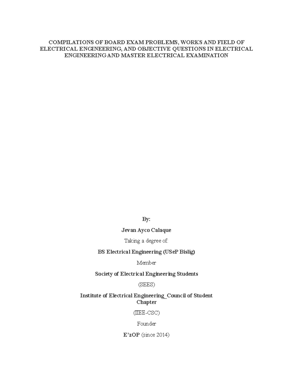 Compilations of Electrical Engineering Board Exam Problems (EE) - Studocu