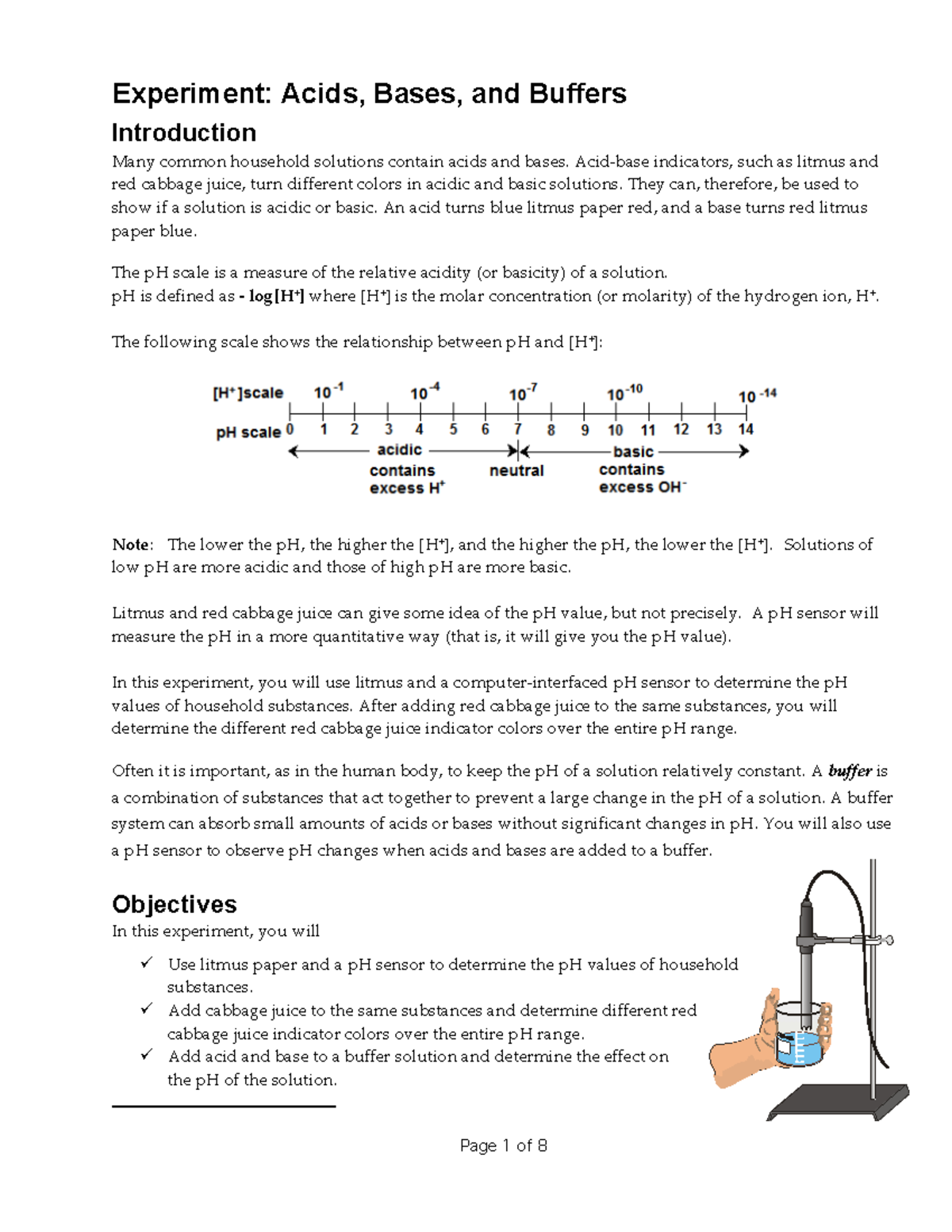 Acids, Bases, and Buffers Experiment: pH Testing & Analysis - Studocu
