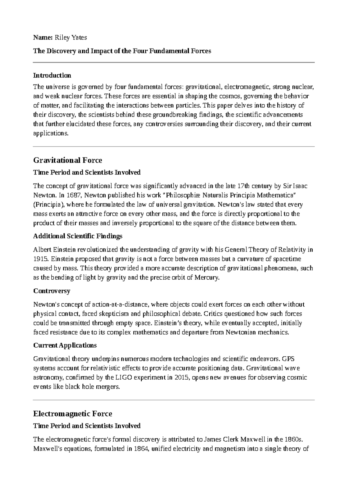8301 11 06 Final Exam - Four Fundamental Forces Overview - Studocu