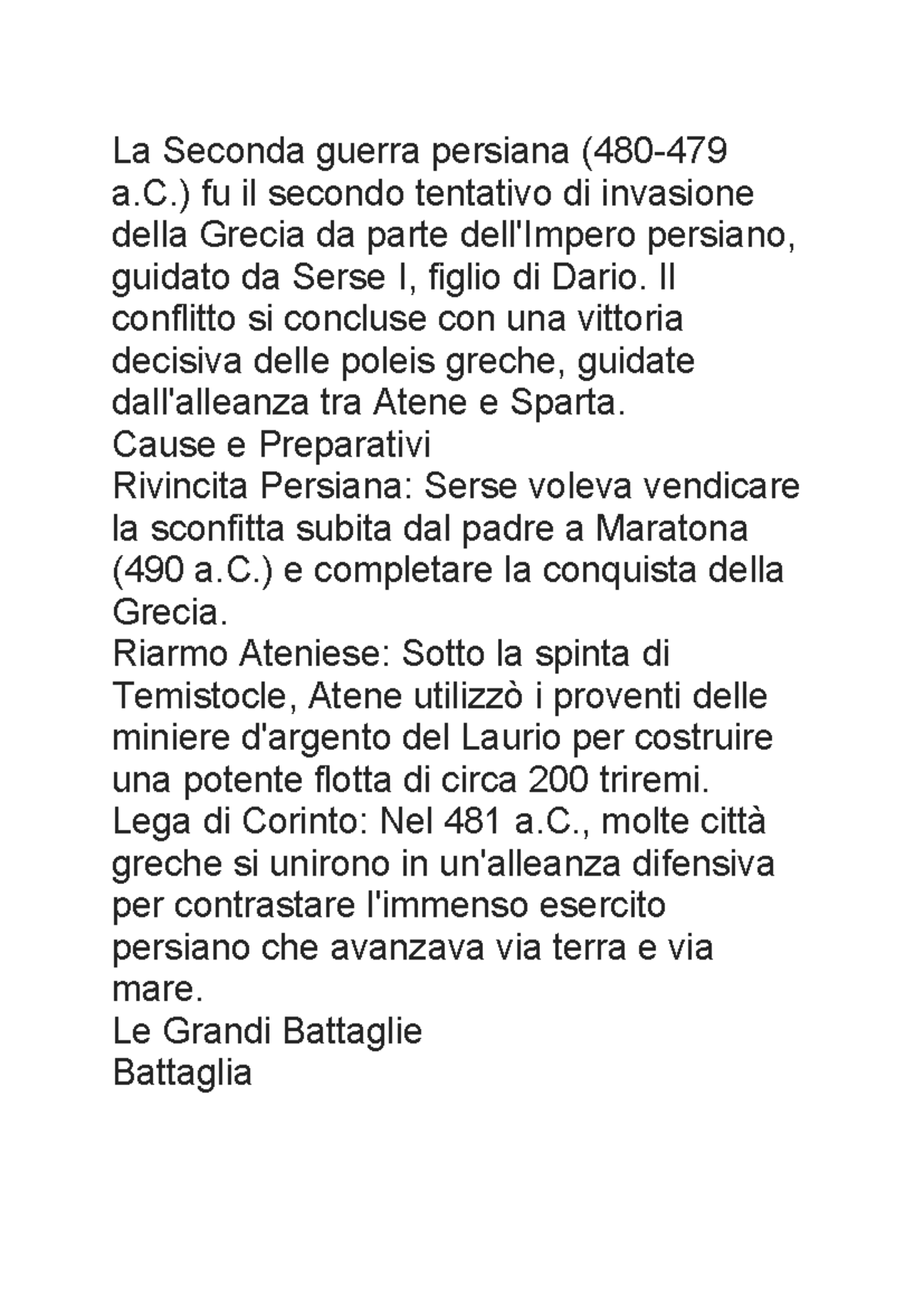 La 2^ Guerra Persiana: Cause, Battaglie e Conseguenze - Studocu