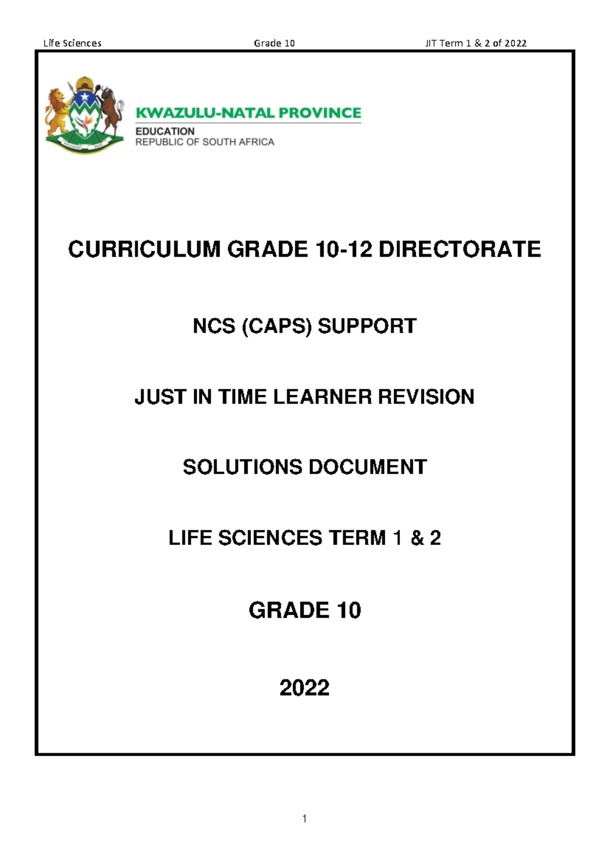 LIFE Sciences Grade 11 Term 1 & Term 3 Overview 2025 - Studocu