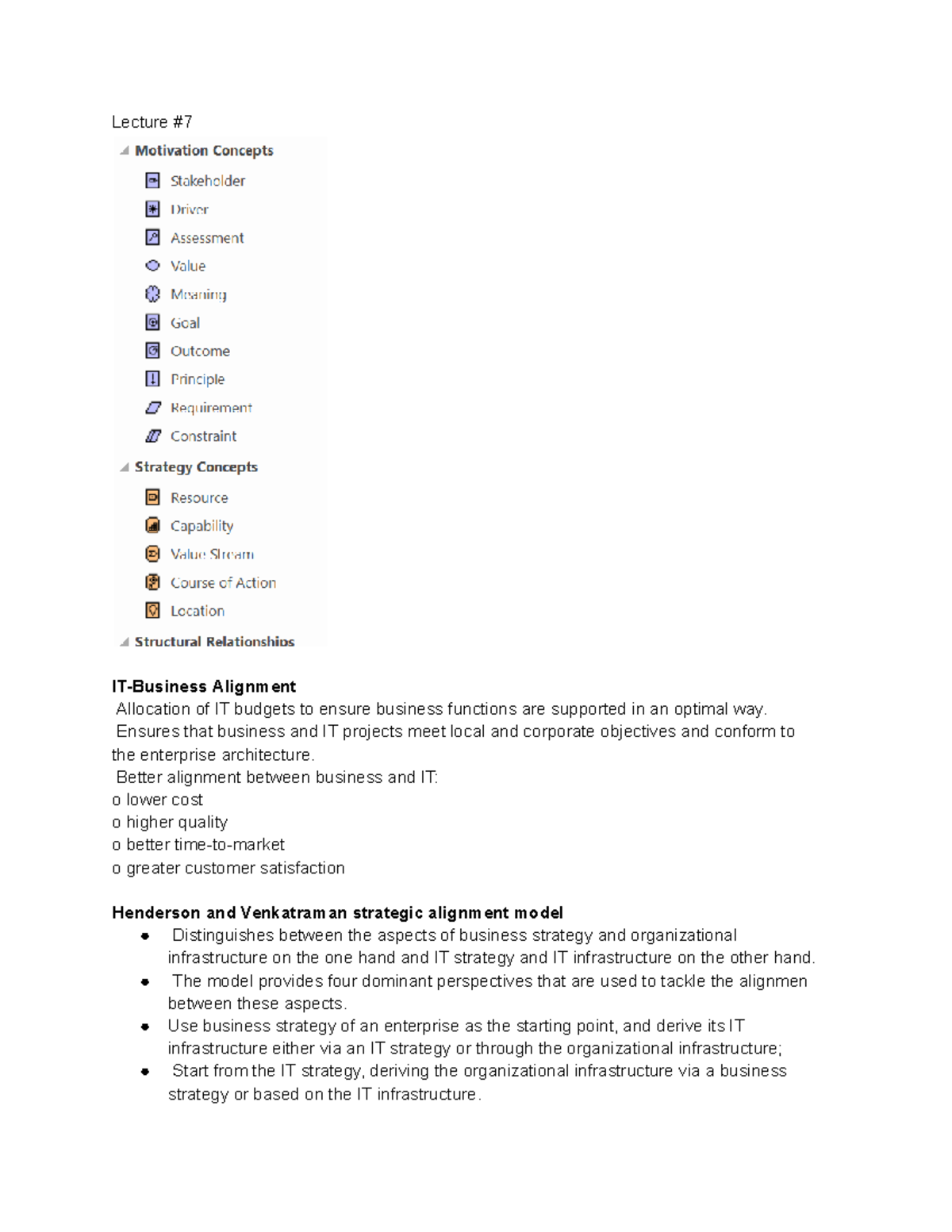 Lec 7-11: IT Budget Alignment & Strategic Models Overview - Studocu