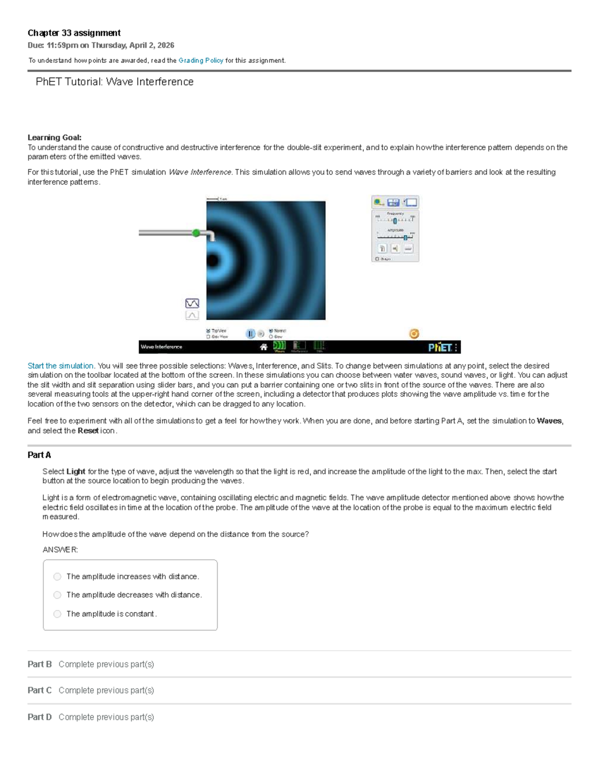 Chapter 33 Assignment - Understanding Wave Interference Concepts - Studocu