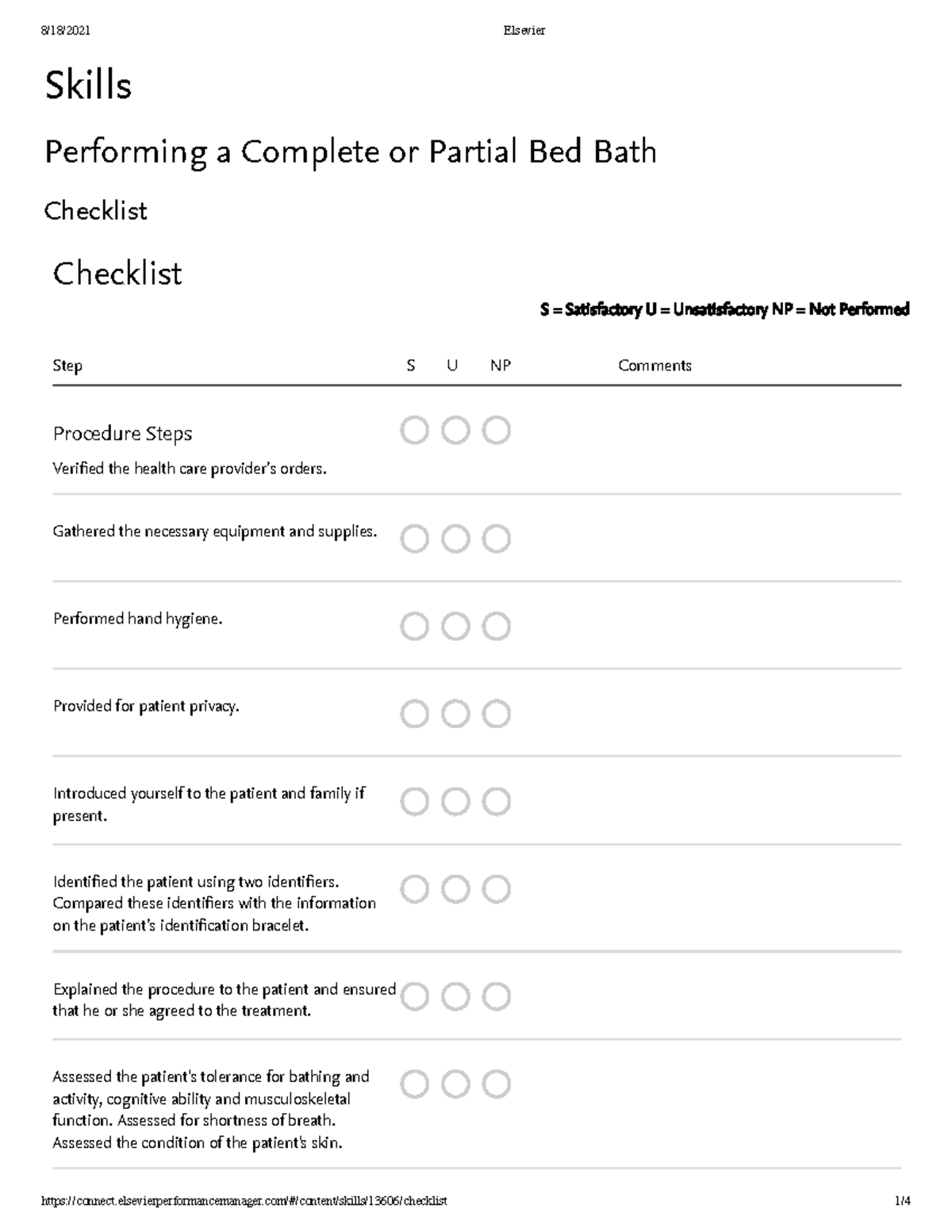Complete:part bed bath - Skills Performing a Complete or Partial Bed ...