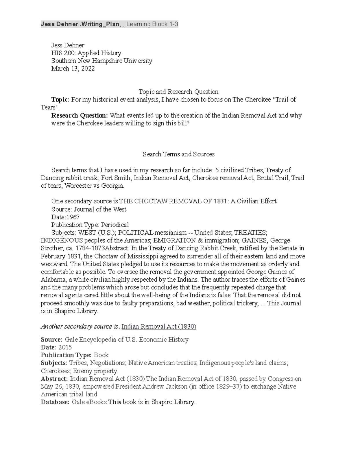 .Writing Plan, , Learning Block 2-3 - Jess Dehner .Writing_Plan ...