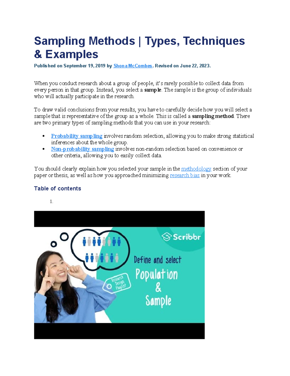 Sampling Methods: Types, Techniques & Examples in Research - Studocu