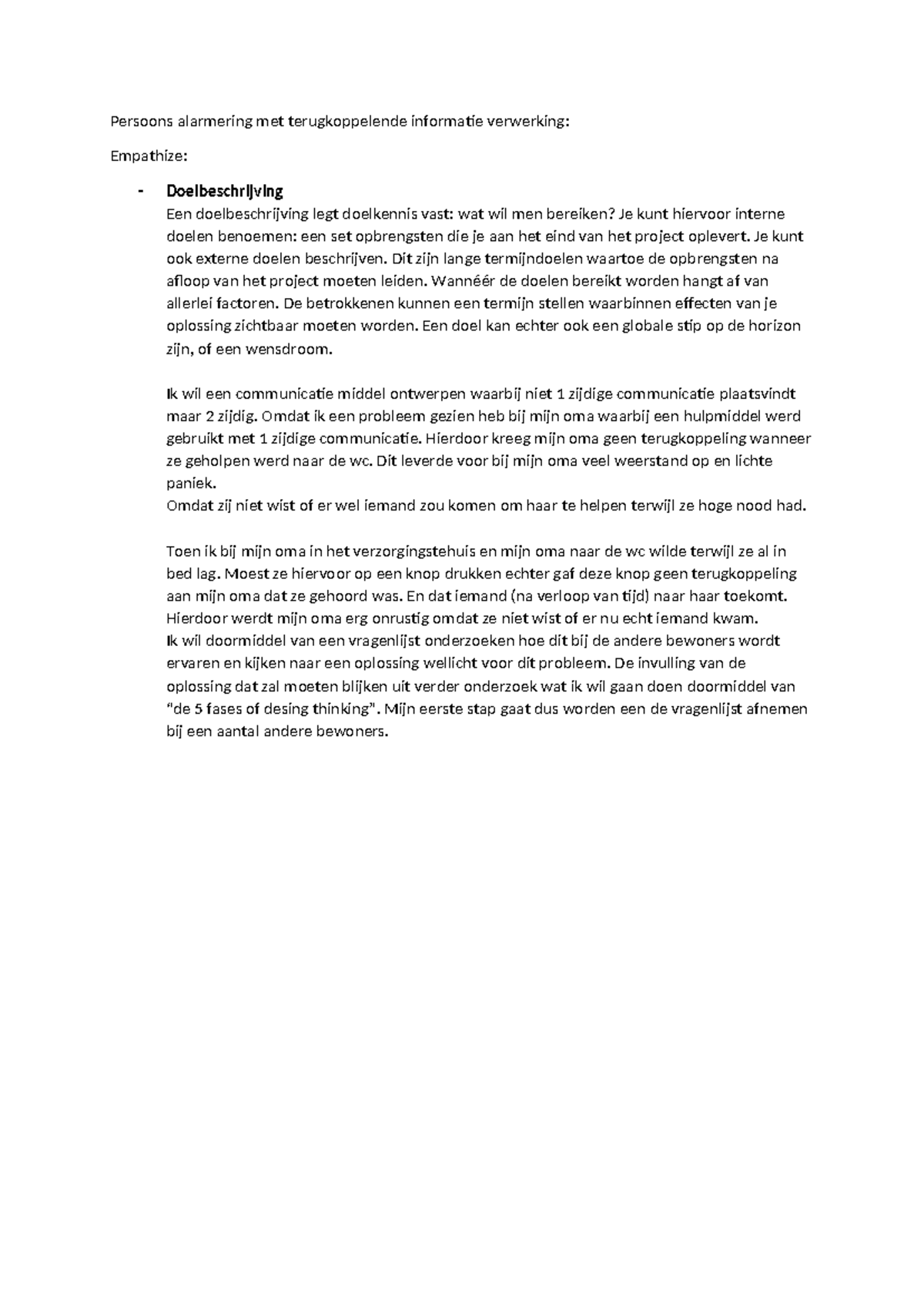 Persoonsalarmering en Empathize: Doelbeschrijving en Onderzoek ...