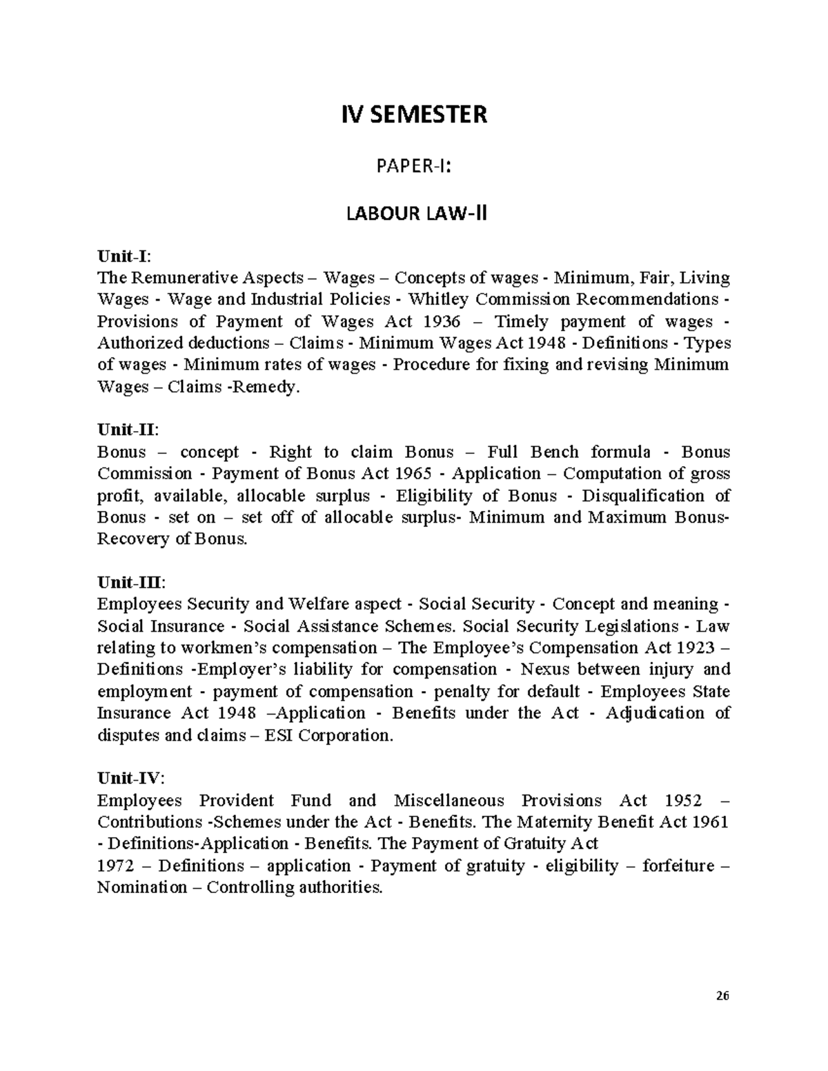 Llb 3rd Sem Llb Hons 4th Sem Syllabus Iv Semester Paper I