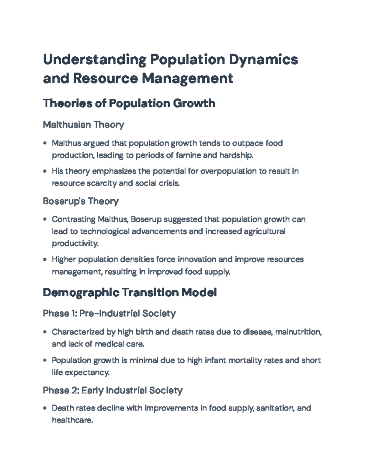 Understanding Population Dynamics & Resource Management - Course 101 ...