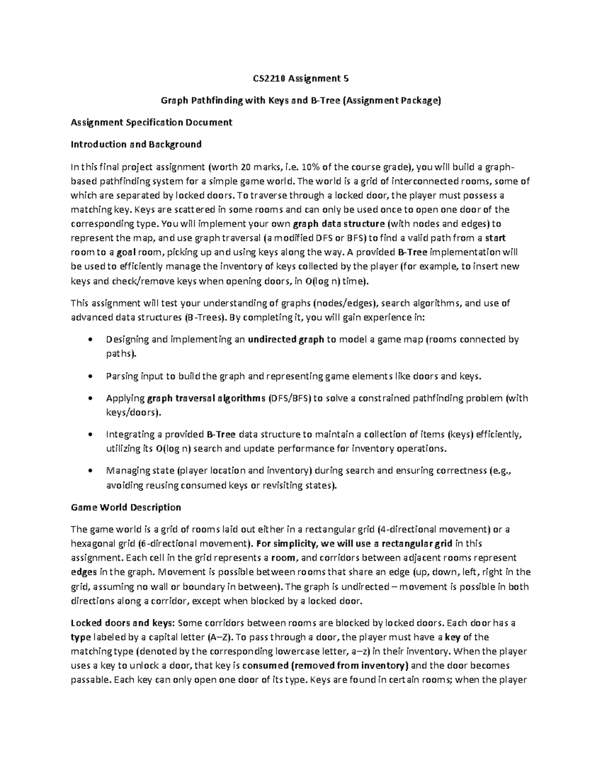 CS2210 Assignment 5: Graph Pathfinding System with Keys - Studocu