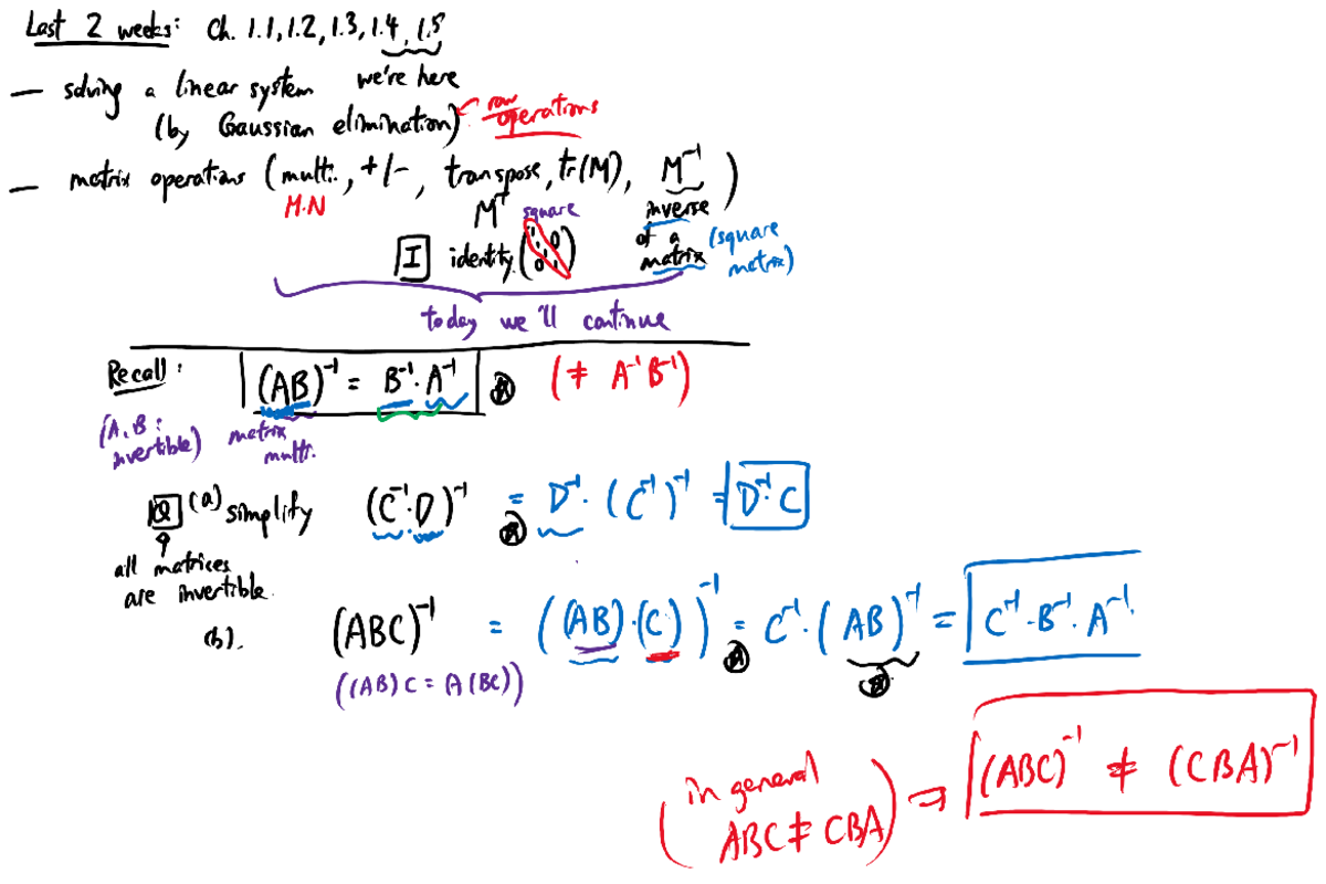 Math 140 Section 51: Week 3 Lecture on Linear Systems & Matrix ...