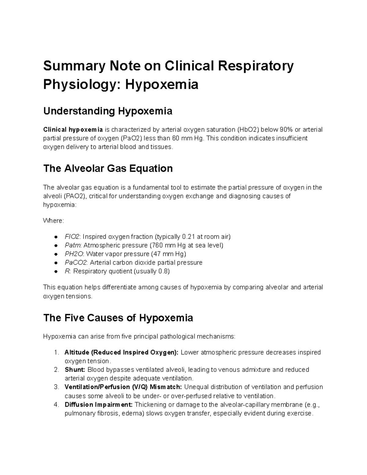 Respiratory Case Studies II: Understanding Hypoxemia Mechanisms - Studocu