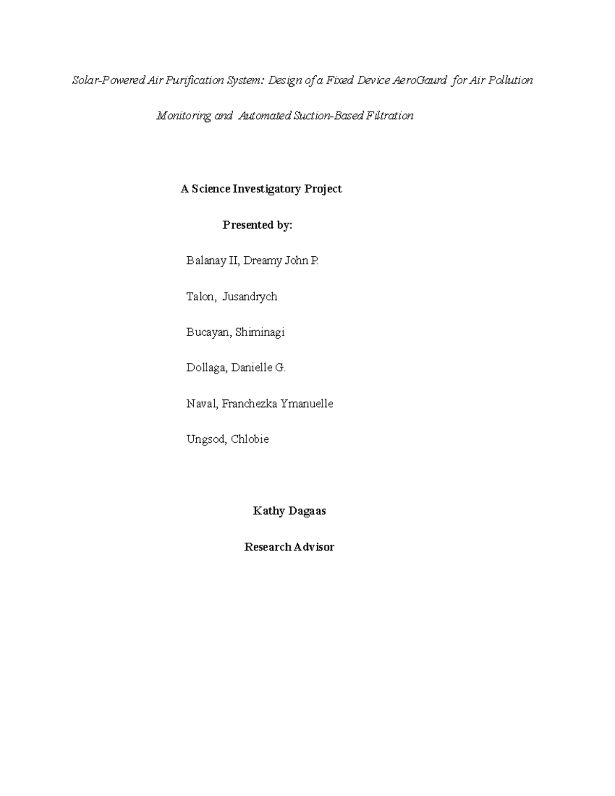 AeroGuard: Design and Development of a Fixed Air Purification System ...