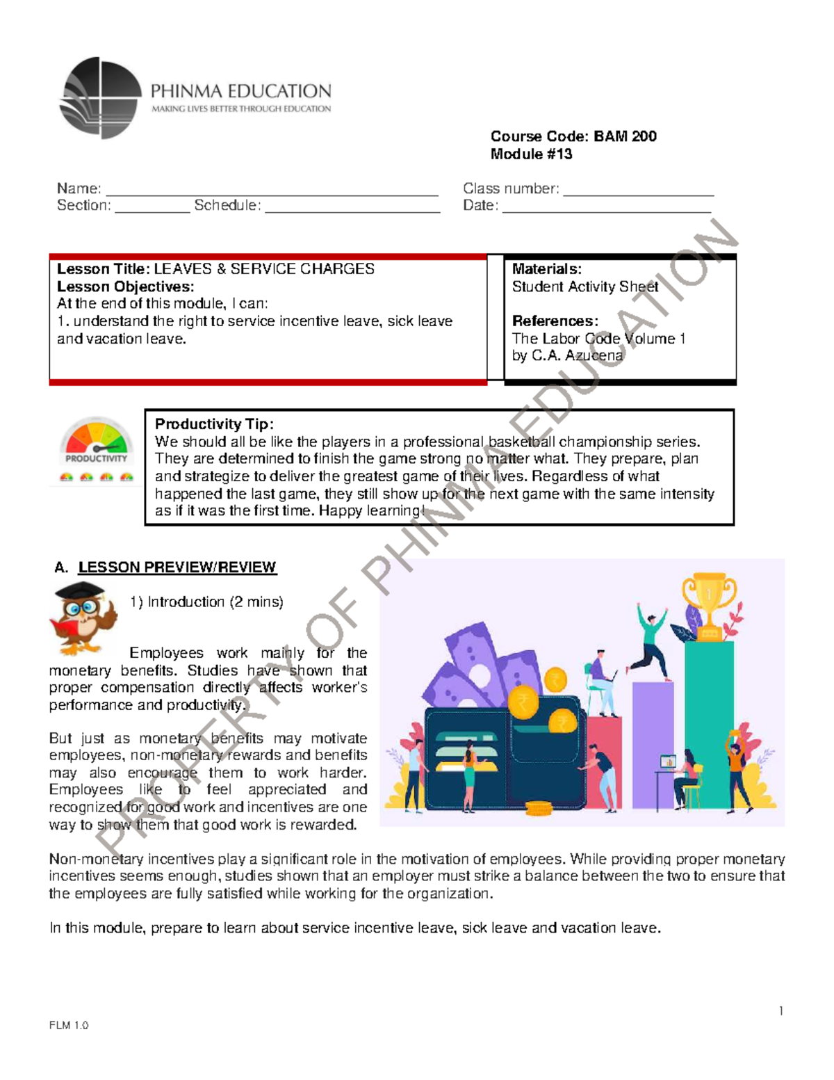 BAM 200 Lesson: Understanding Service Incentive, Sick, and Vacation ...