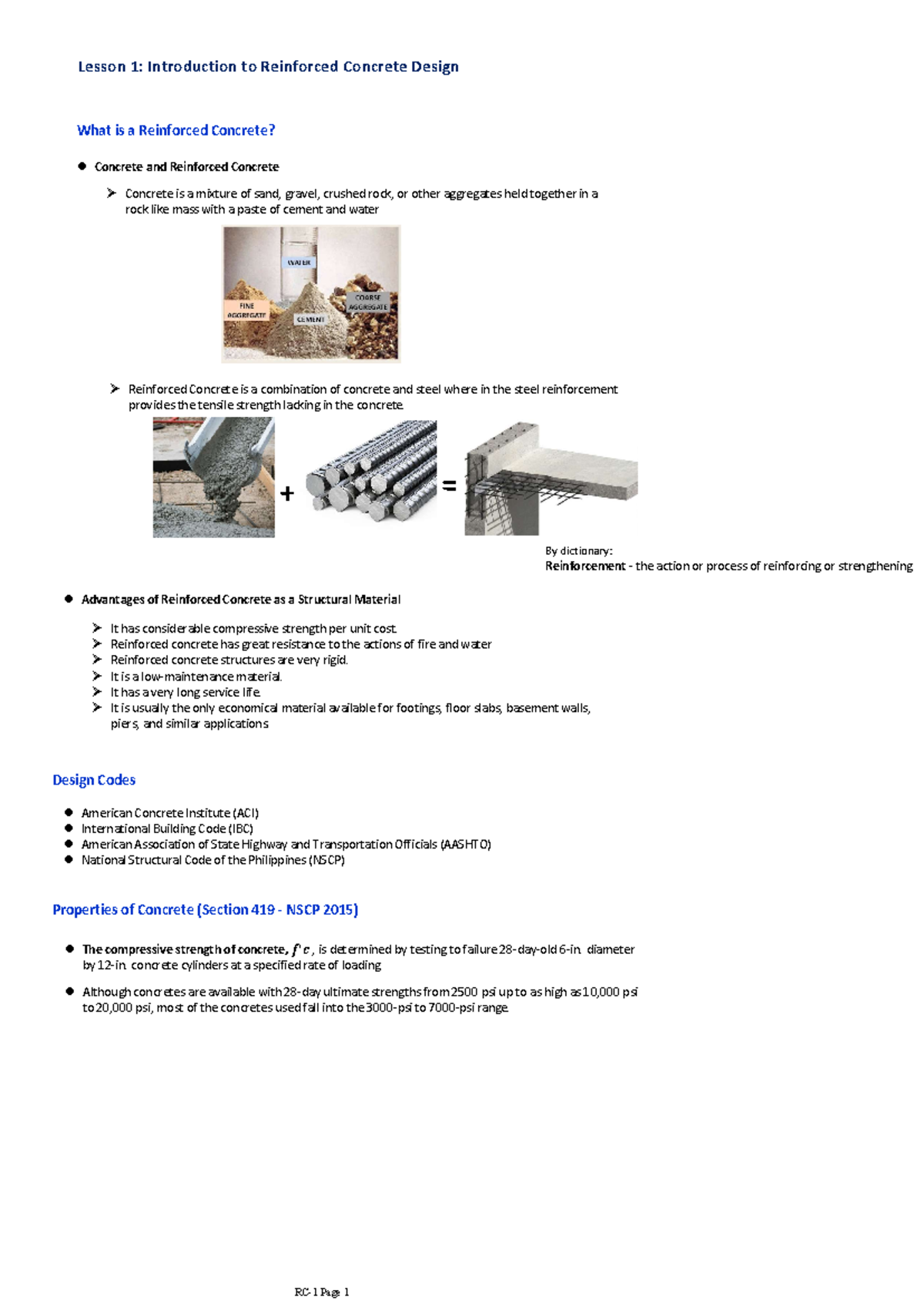 ENGR 101 - Lesson on Reinforced Concrete Design Principles - Studocu