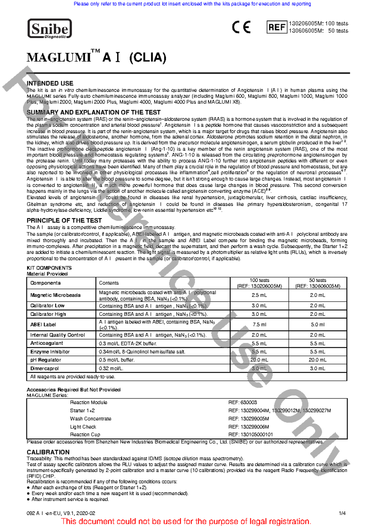 MAGLUMI AⅠ (CLIA) Test Kit Instructions and Quality Control - 092 V9.1 ...