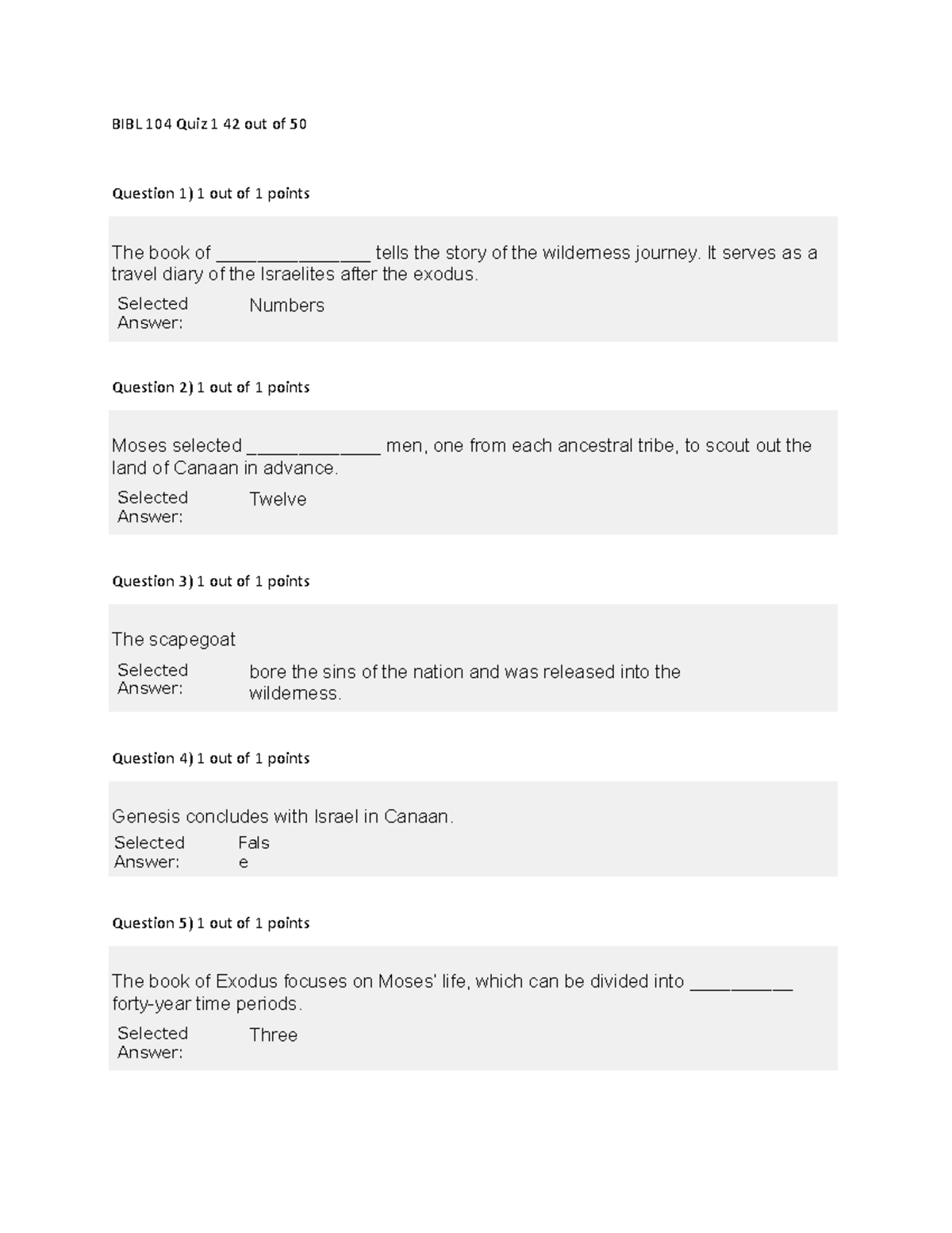 BIBL 104 Quiz 1 - Key Questions & Answers from Chapter 1 - Studocu
