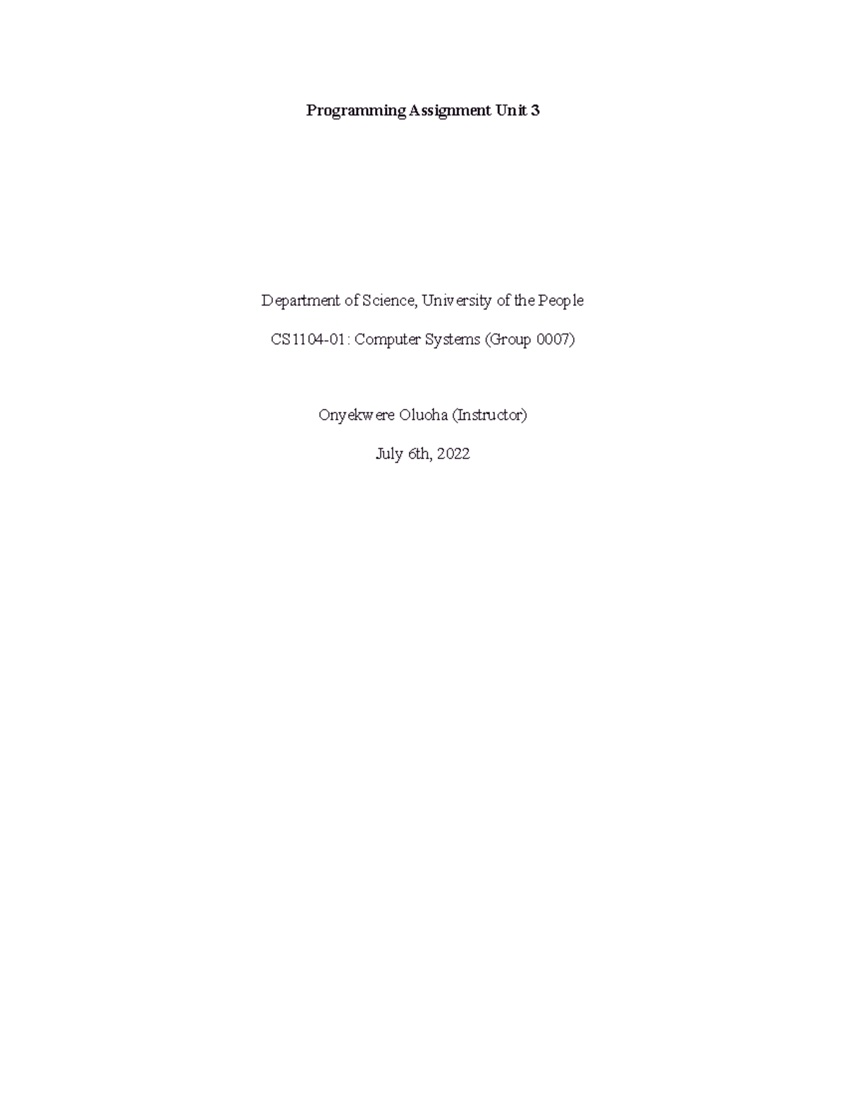Unit 3 Programming Assignment - CS1104-01: Logic Circuits and ALU - Studocu