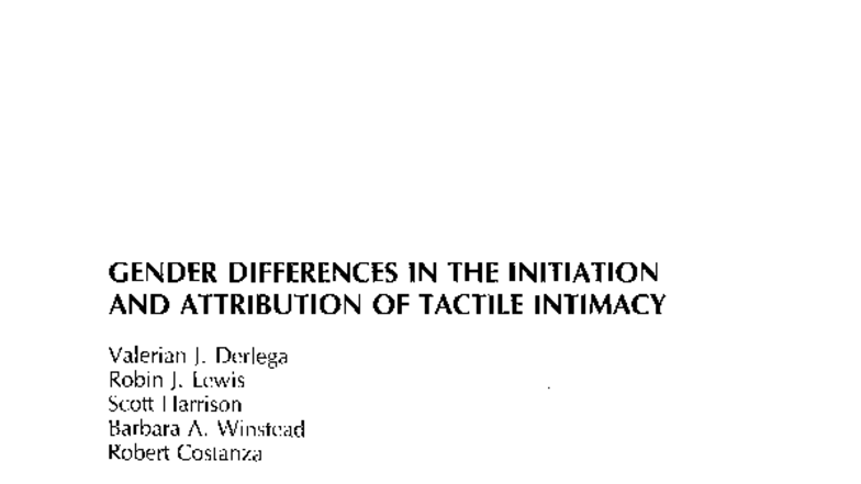 GENDER DIFFERENCES IN TACTILE INTIMACY: A STUDY (PSY 101) - Studocu