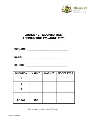 Gr 12 Acc P2 June 2025 Examination Paper with Instructions and ...