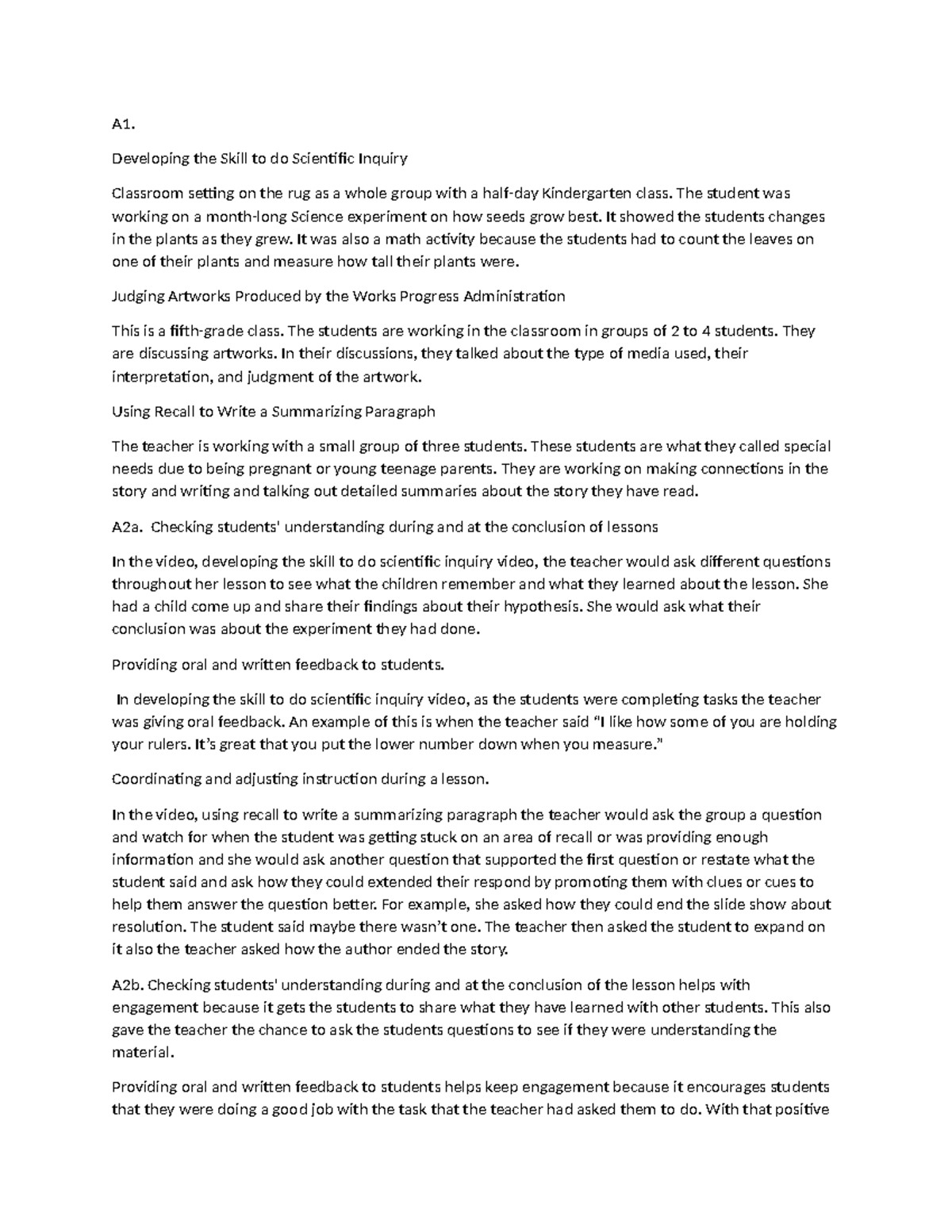 D093 task 3 - D093 - A1. Developing the Skill to do Scientific Inquiry ...