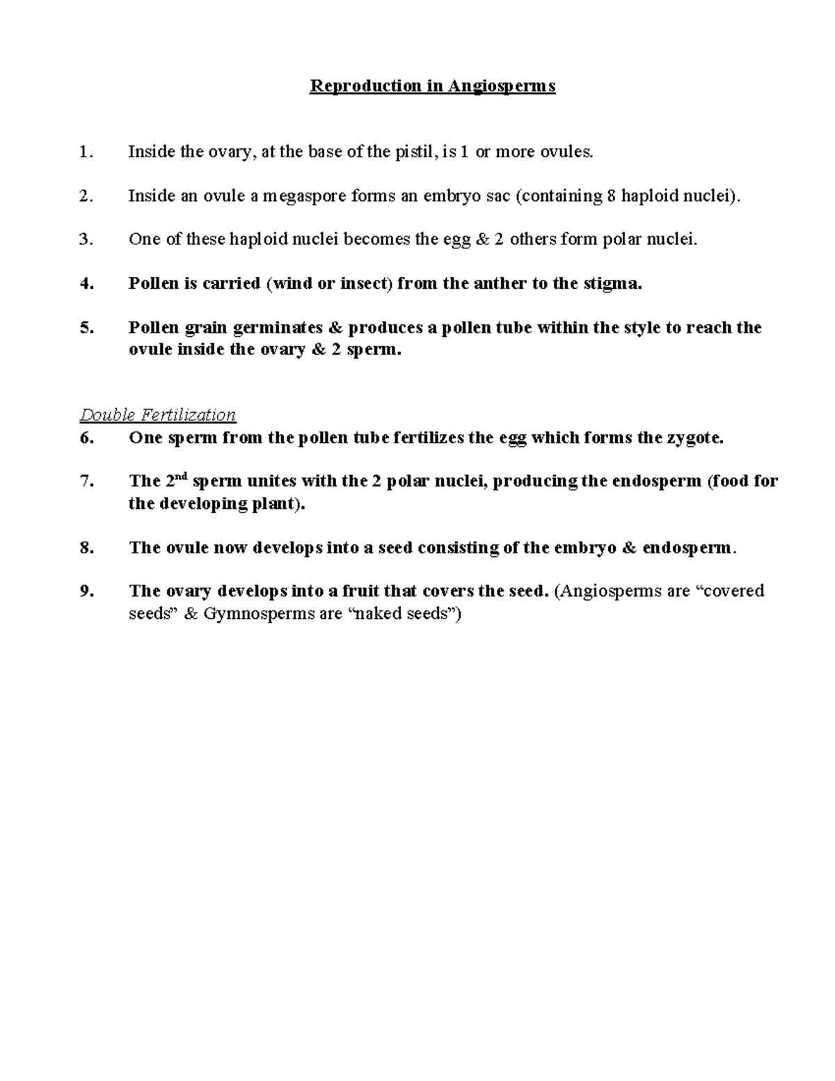 Pollination and Fertilization in Angiosperms: A Study Guide - Studocu