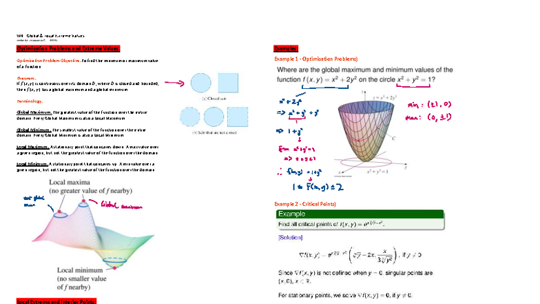 MH1811 W4 - Global & Local Extreme Values - Optimisation Problems and ...