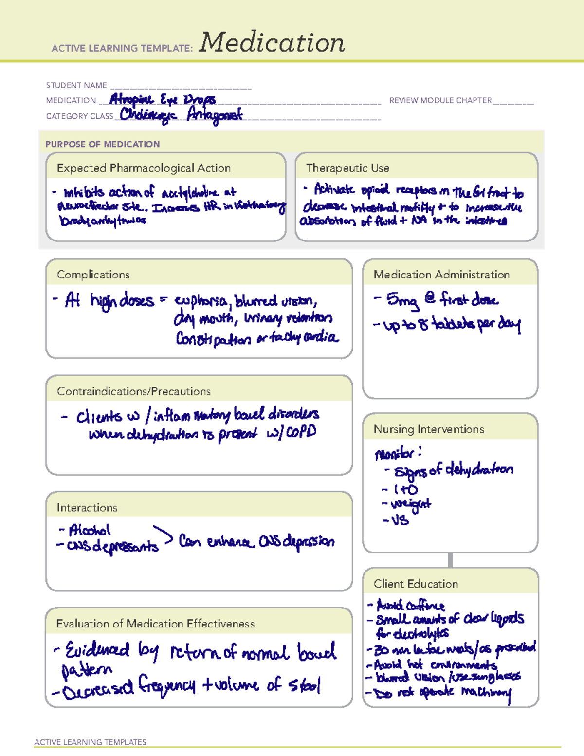 Atropine Eye Drops pharm - ACTIVE LEARNING TEMPLATES Medication STUDENT ...