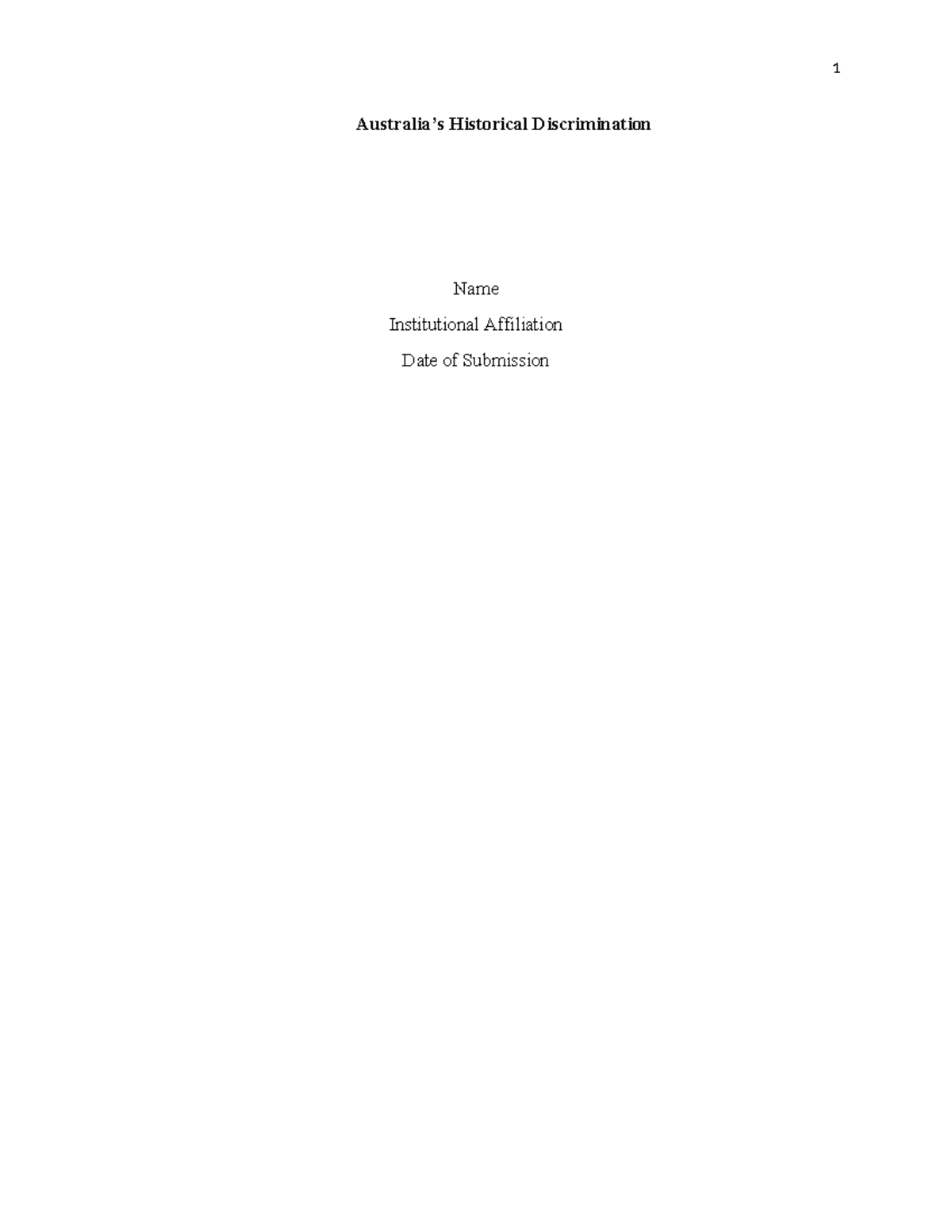 Assessment Essay - Case Study on Historical Discrimination in Australia ...