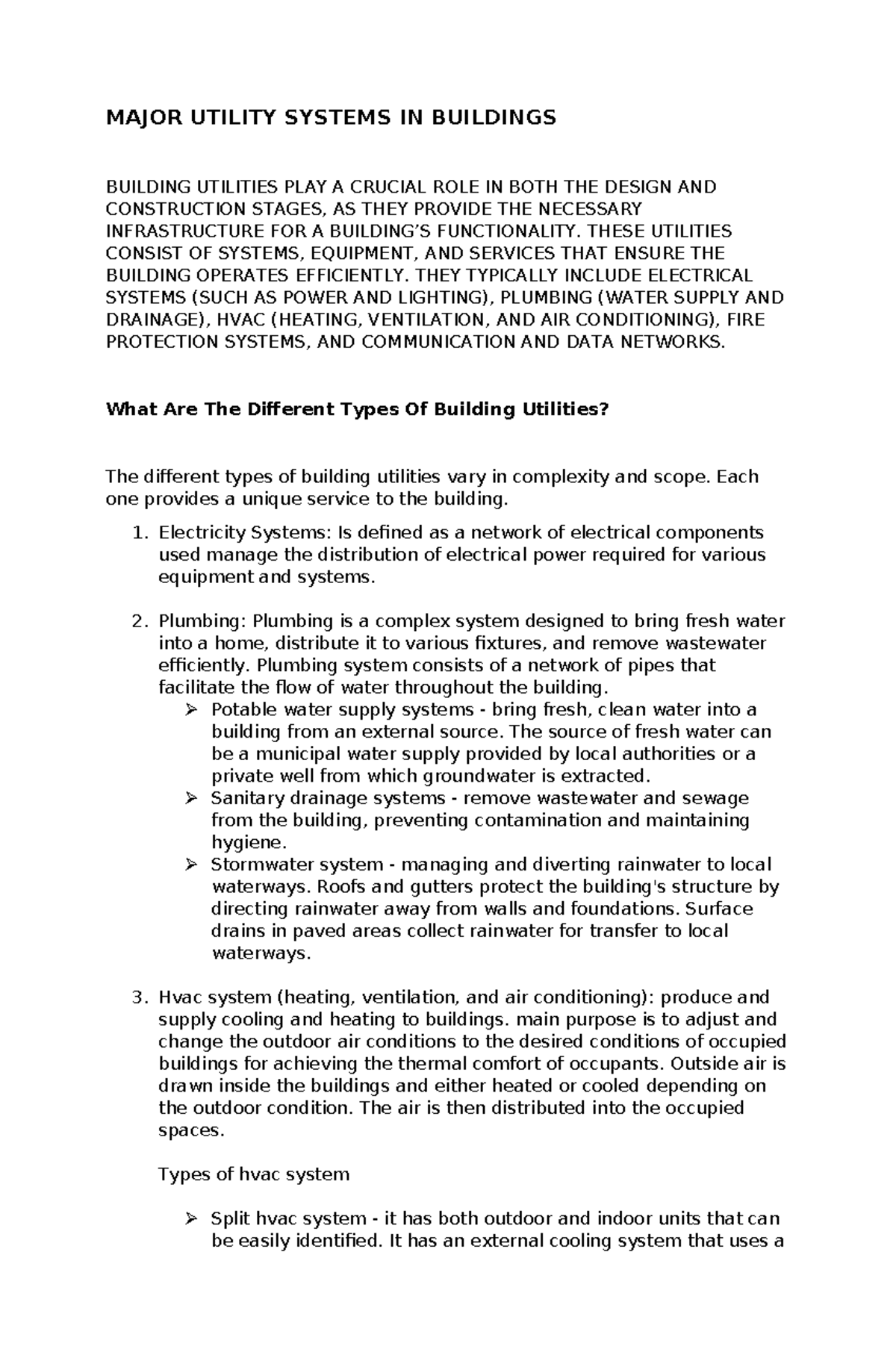 Building Utilities in Architecture: MAJOR SYSTEMS & DESIGN IMPACT - Studocu