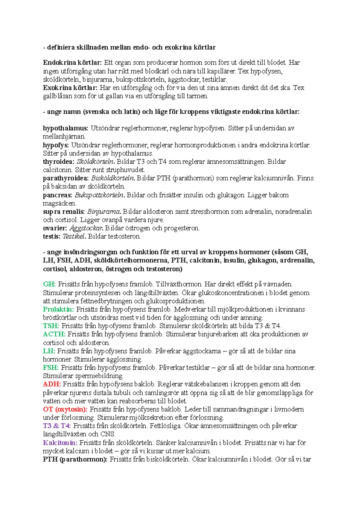 Endokrina systemet - definiera skillnaden mellan endo- och exokrina ...