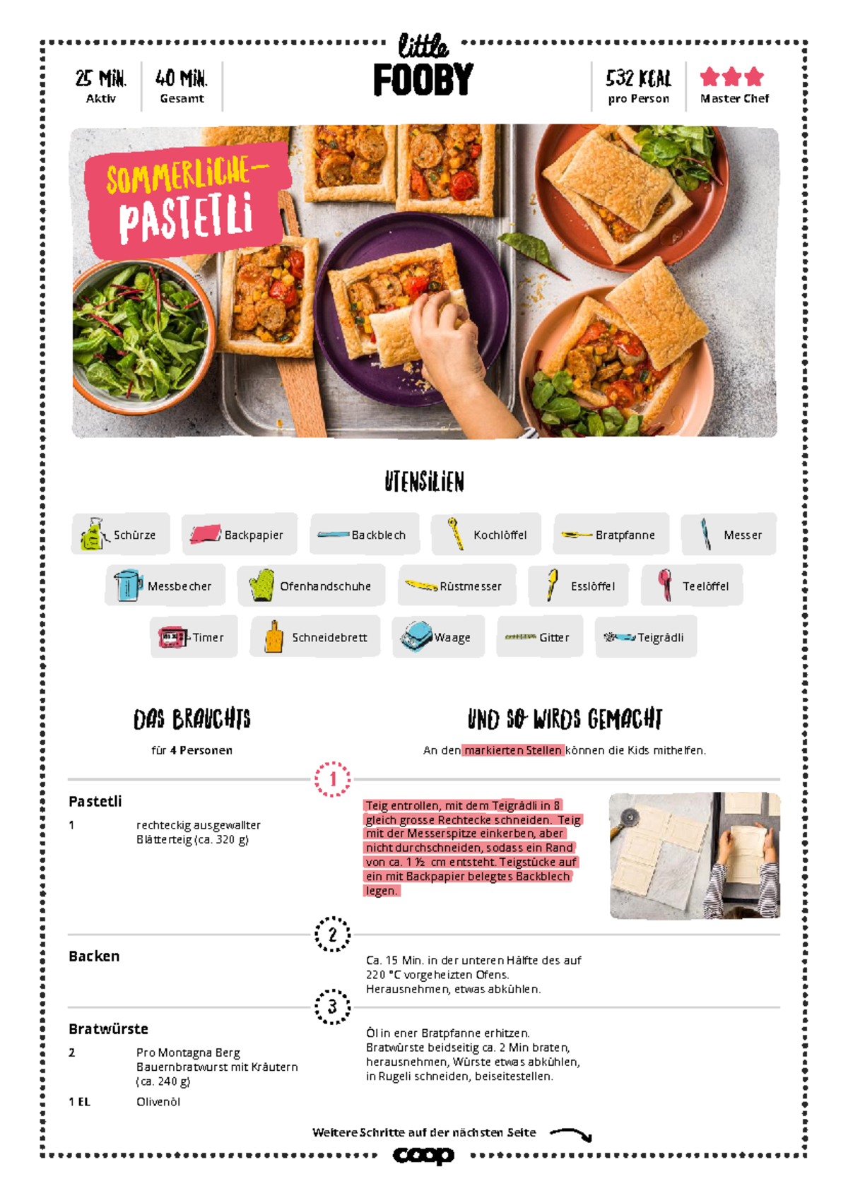 Sommerliche Pastetli Rezept für 4 Personen - Aktiv 532 kcal - Studeersnel
