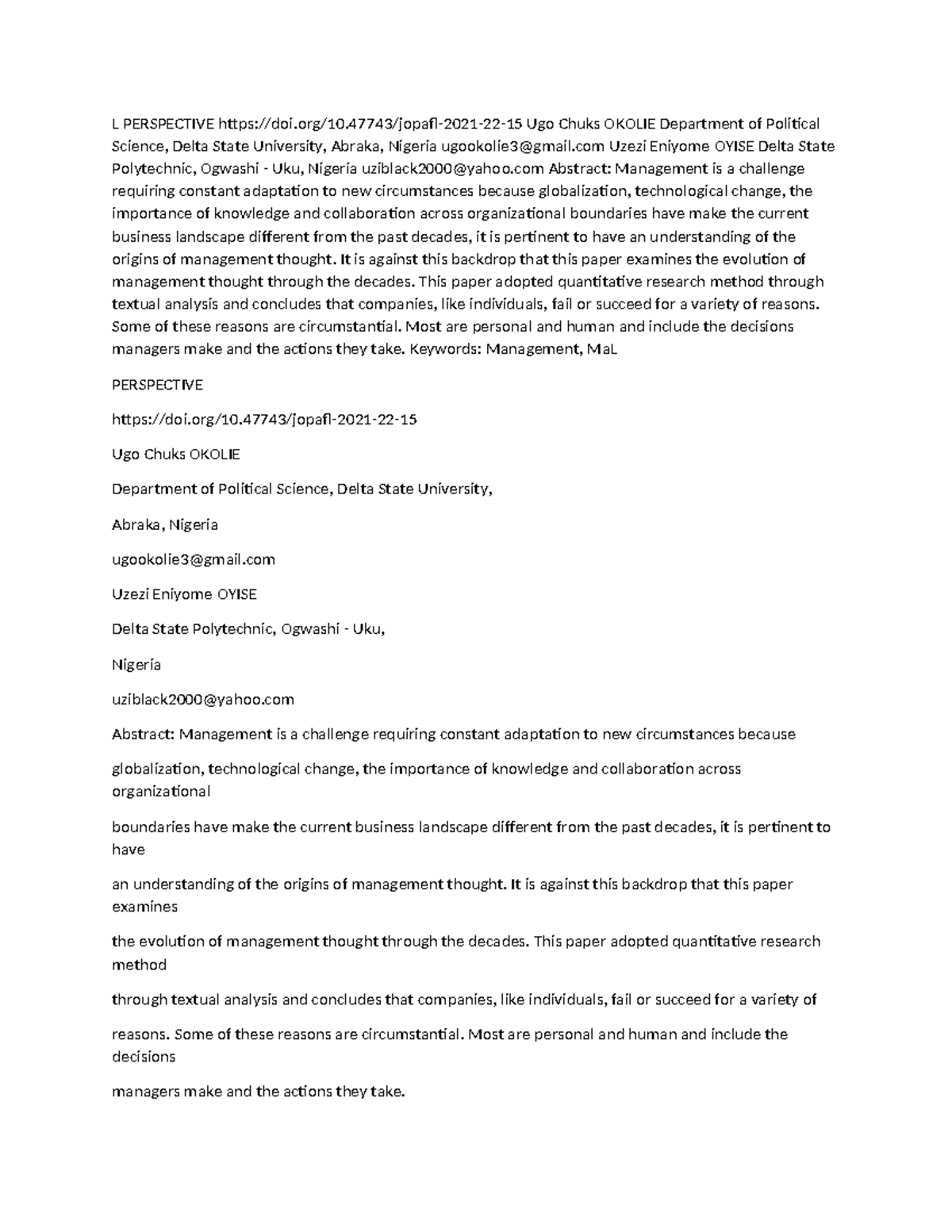 Evolution of Management Thought: A Historical Perspective (POL 101 ...