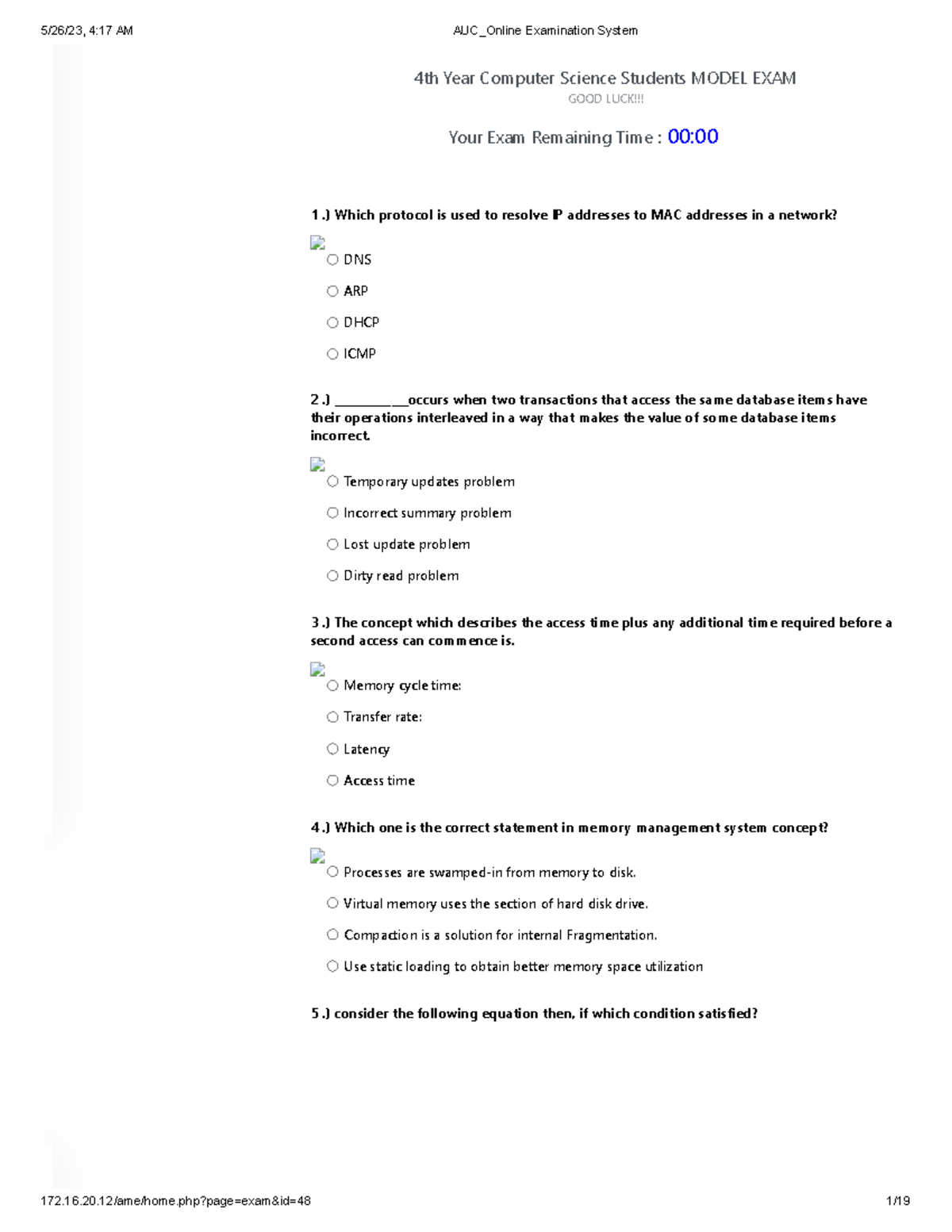 Bonga U CS 4th Year Model Exam - Questions & Answers for Exit Exam ...