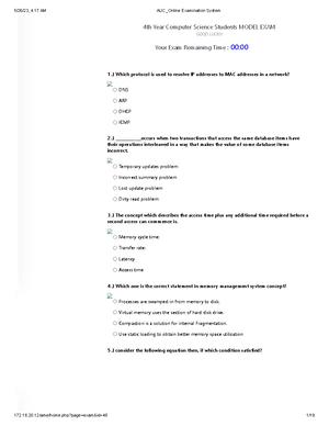 AAU Sample Exit Exam 2024 - Computer Science - Studocu