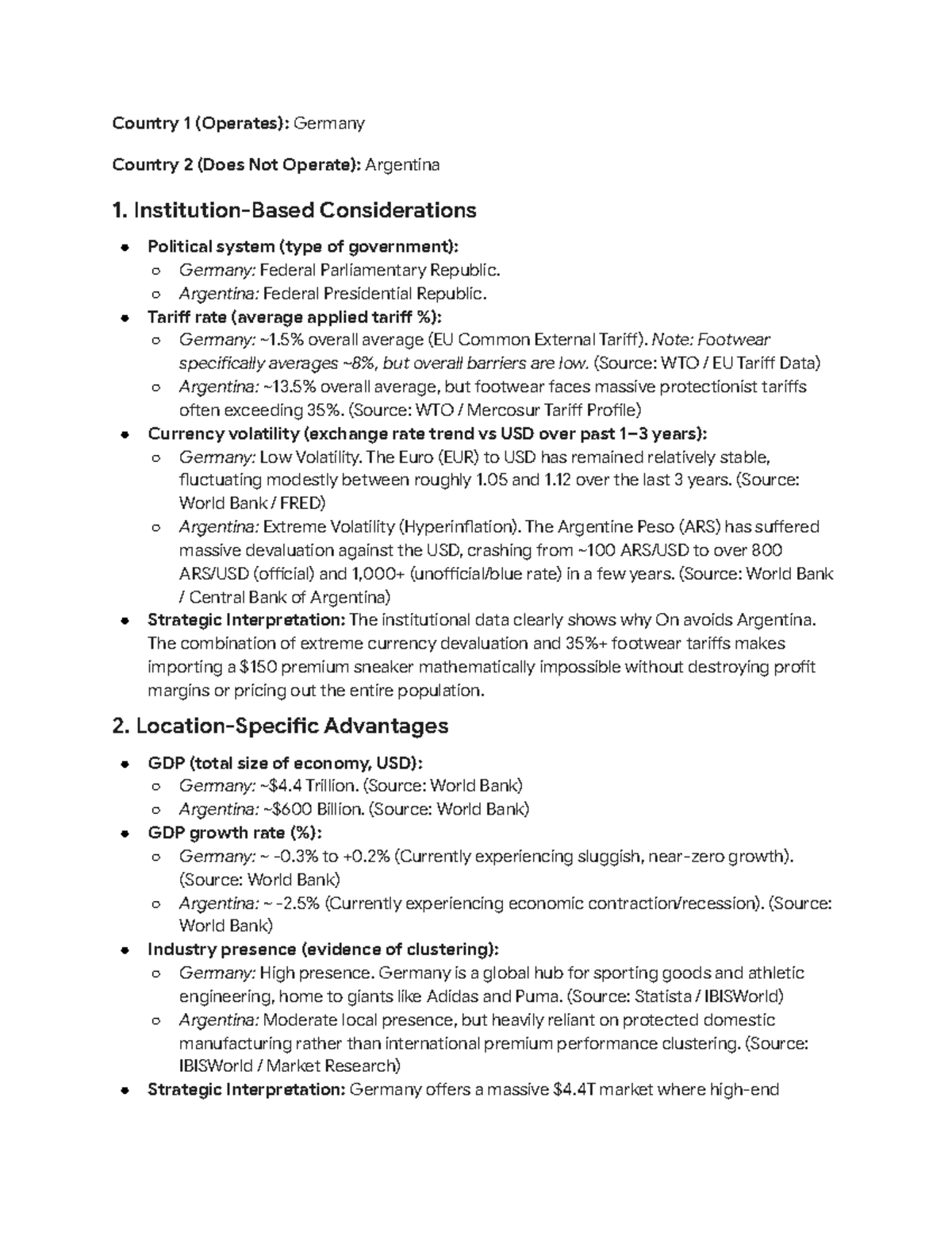 Country Data Research: Germany vs Argentina Analysis - Studocu