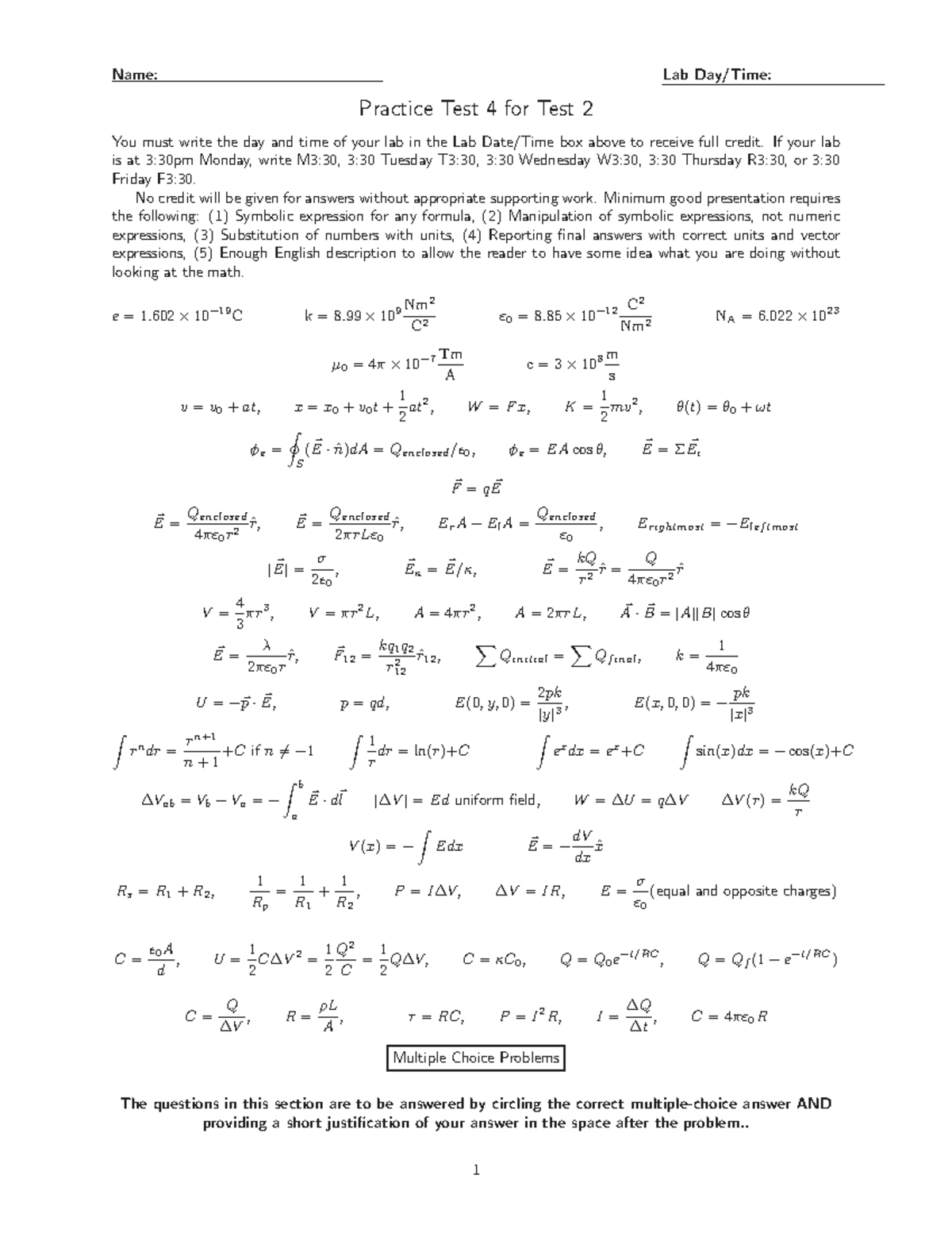 Practicetest-4 - 0-0 - Name: Lab Day/Time: Practice Test 4 for Test 2 ...