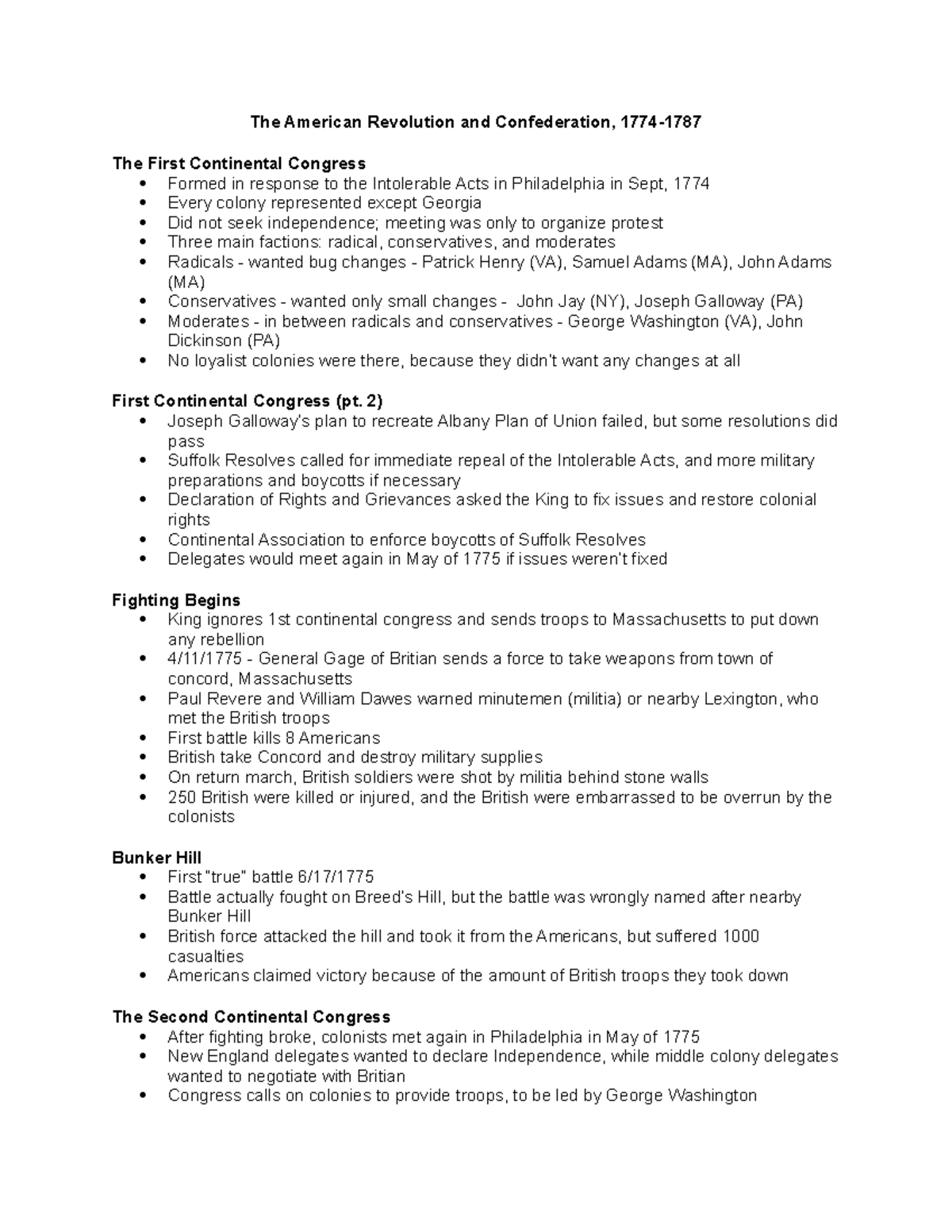 AP U.S. History Chapter 5: The American Revolution & Confederation ...