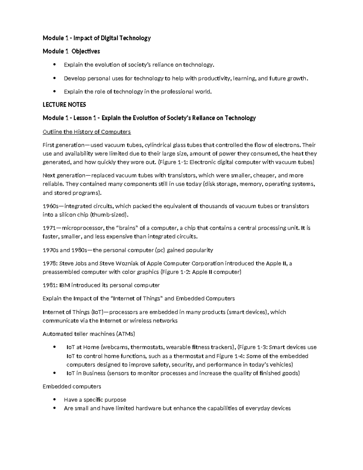 Study Guide: All Lessons on Digital Technology Impact (Module 1) - Studocu
