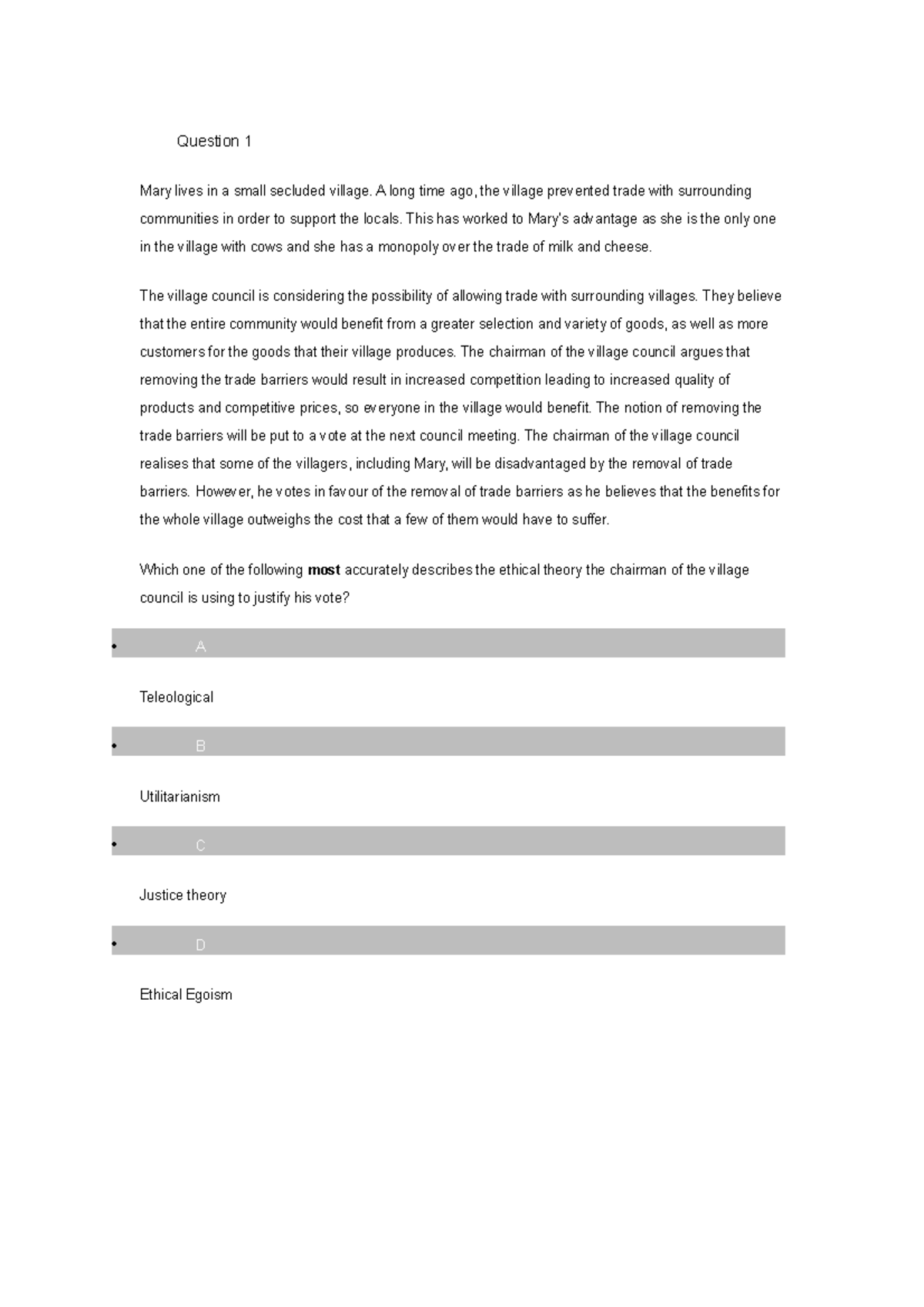 Mid Semester 1 Exam Questions on Ethical Perspectives in Accounting ...