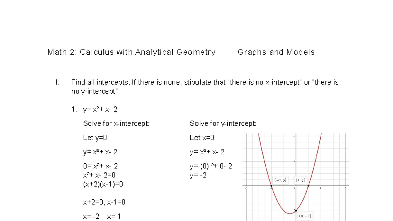 Math 2: Final Exam on Graphs and Models in Calculus - Studocu