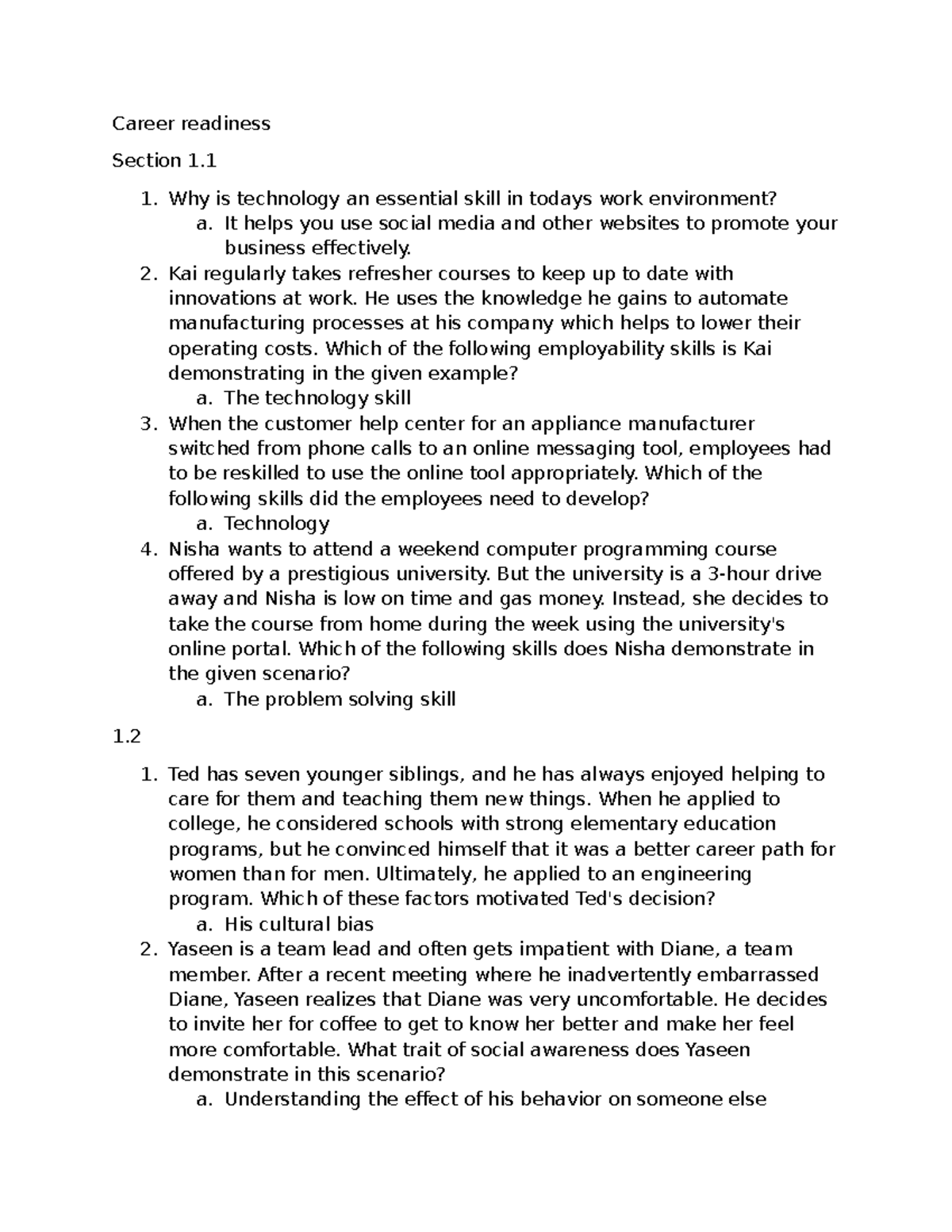 Career Readiness Study Notes: Essential Skills for Success - Studocu