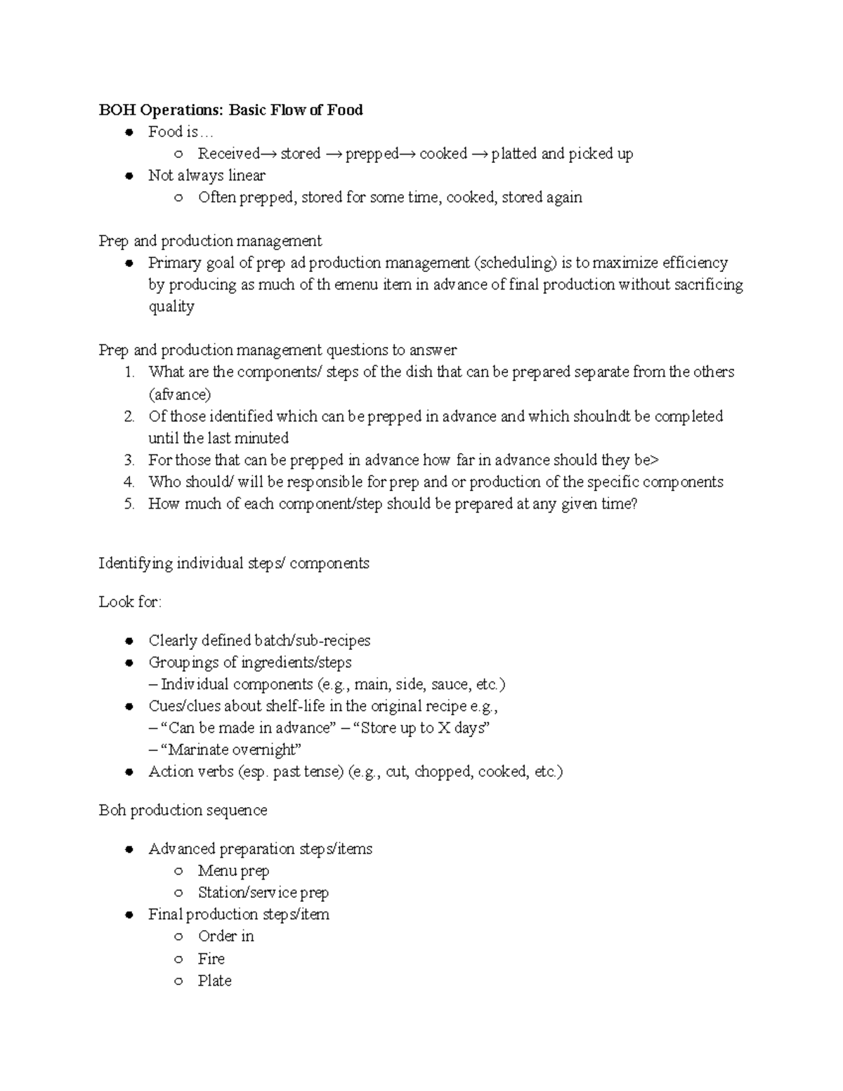 10 16 Food Production Management: BOH Operations Overview and Prep ...