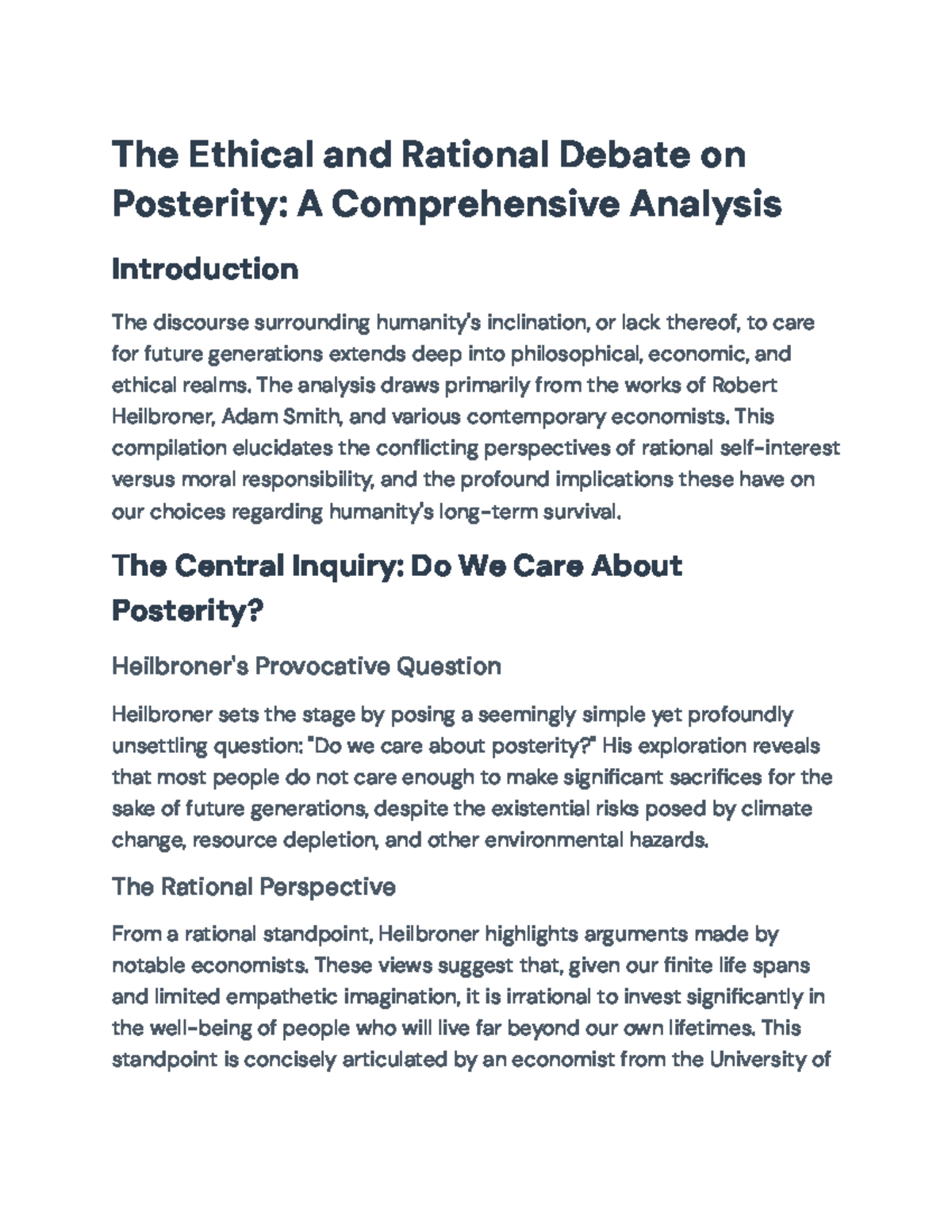 Exploring Ethical & Rational Perspectives on Posterity: A Detailed ...